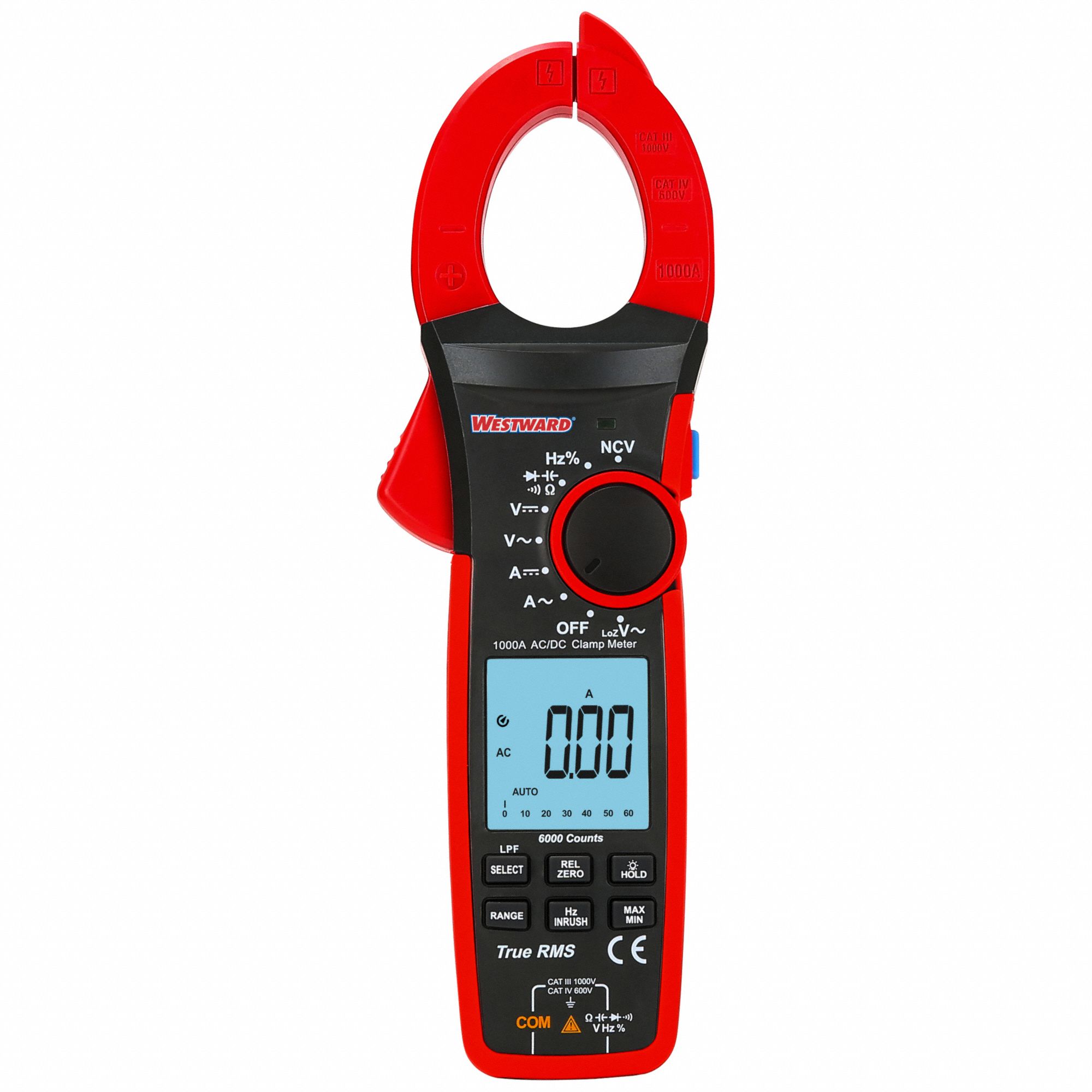 WESTWARD, Clamp-Jaw Jaw, CAT III 1000V/CAT IV 600V, Digital Clamp Meter ...