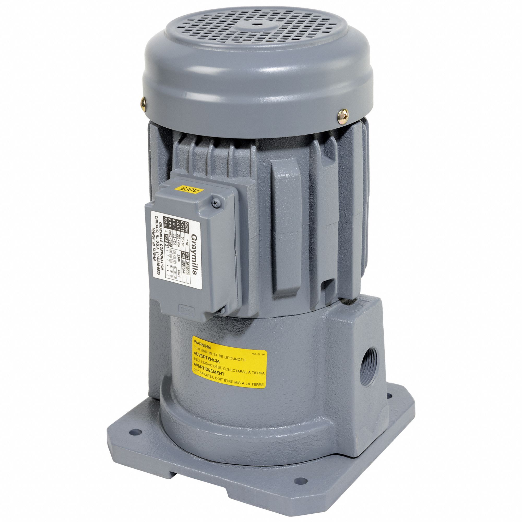 GRAYMILLS, 1 hp, 230/460V AC, Machine Tool Pump - 795WM6|IMS100-F ...