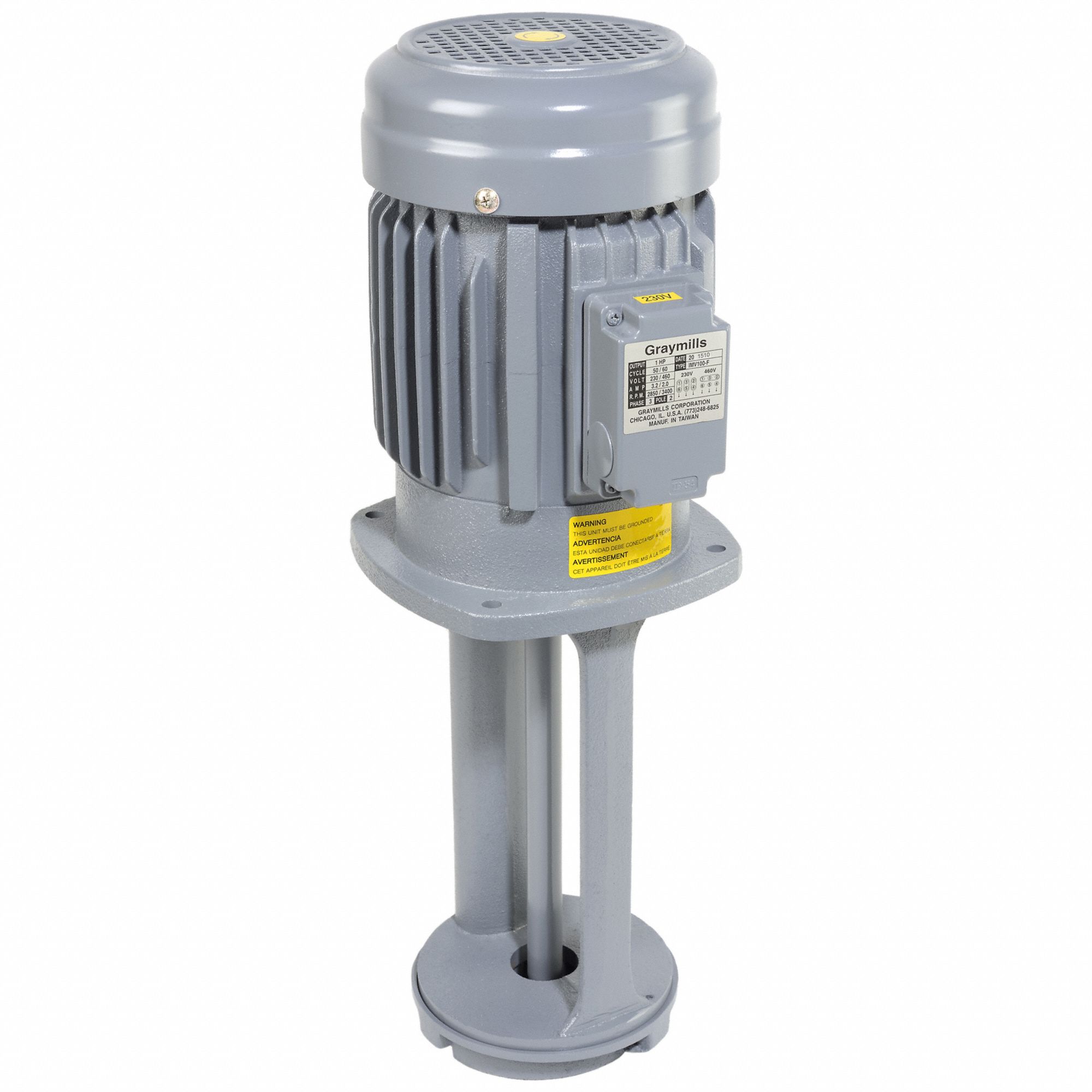 GRAYMILLS Machine Tool Pump: 1 hp, 230/460V AC, 500 SUS Max Visc, 50 ...