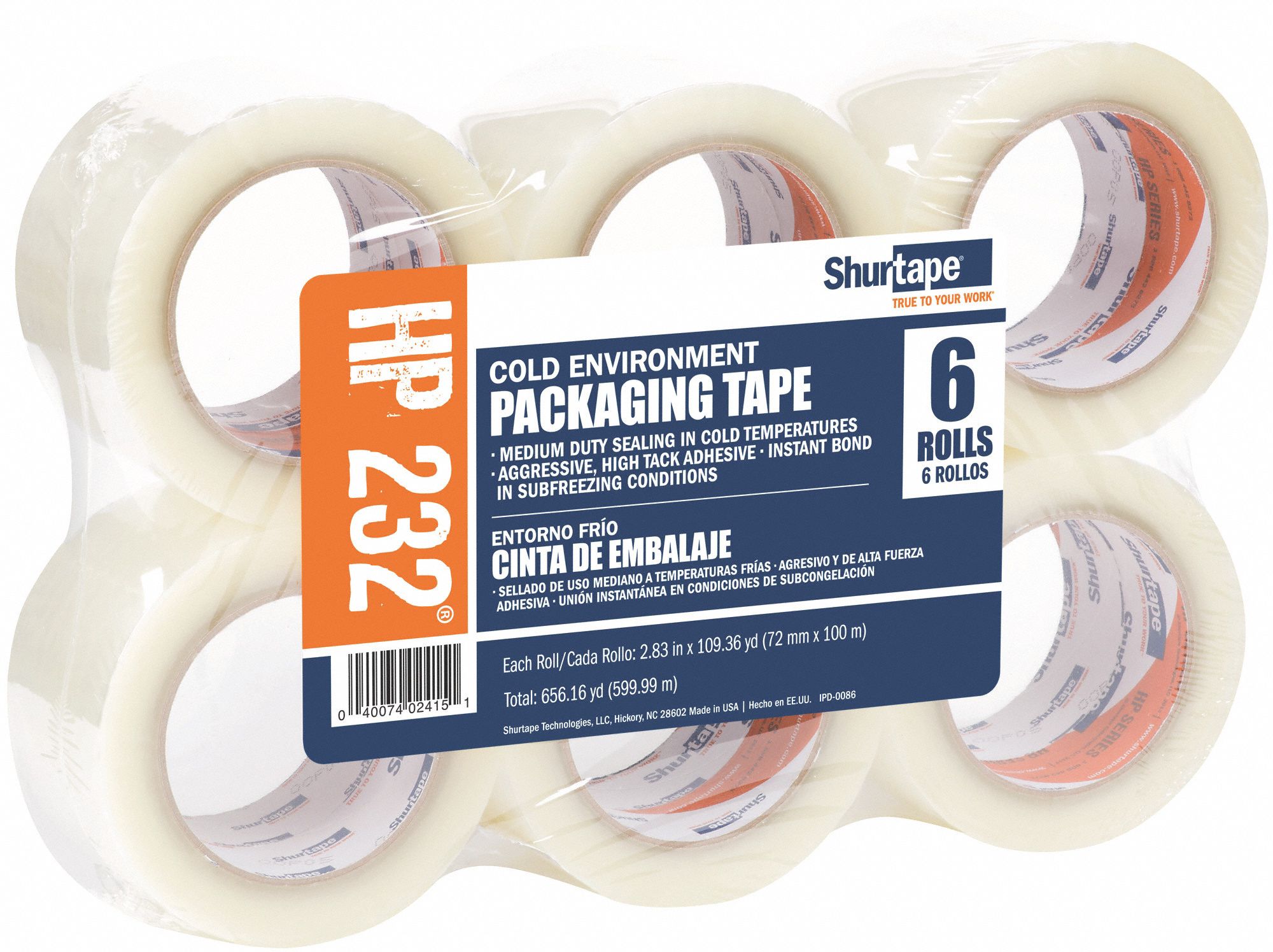 1.9 mil Tape Thick, 3 in x 110 yd, Packaging Tape - 874YC0|HP 232 ...