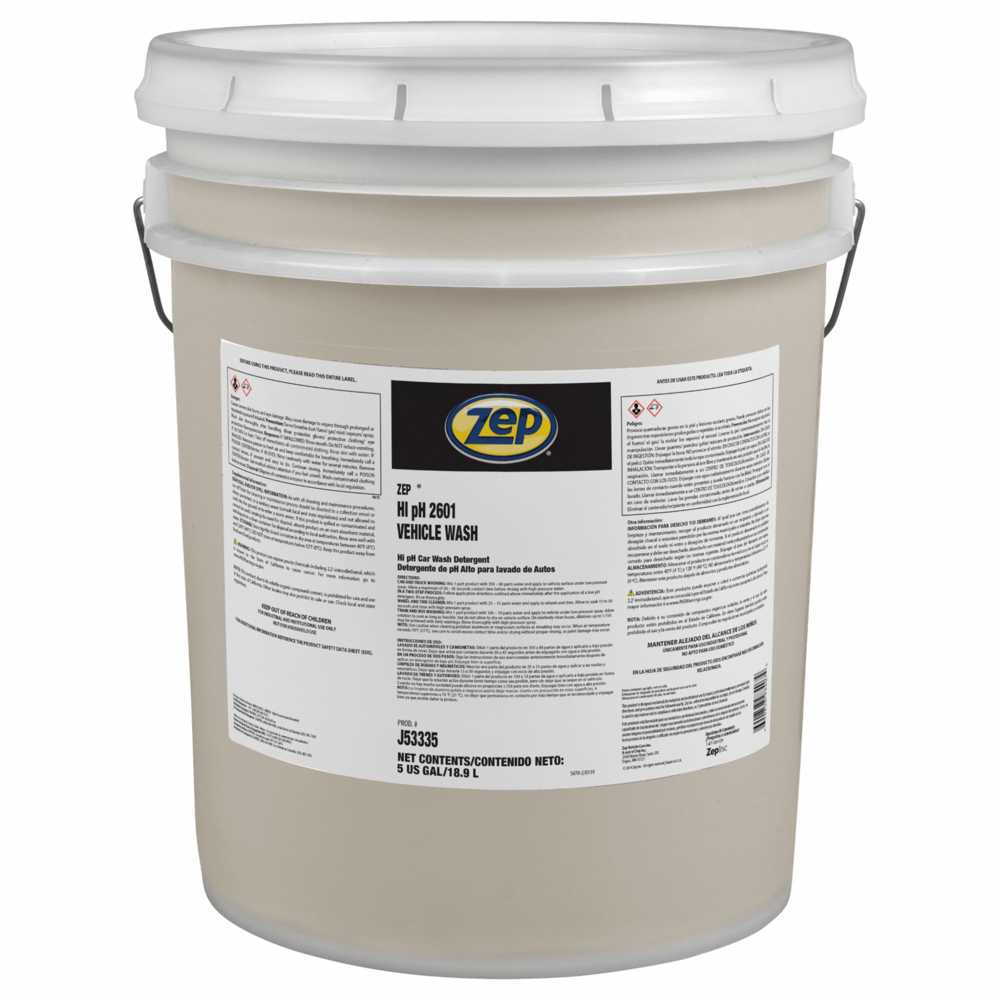 ZEP, X-2601, 5 gal, Vehicle Wash - 54ZL46|J53335 - Grainger