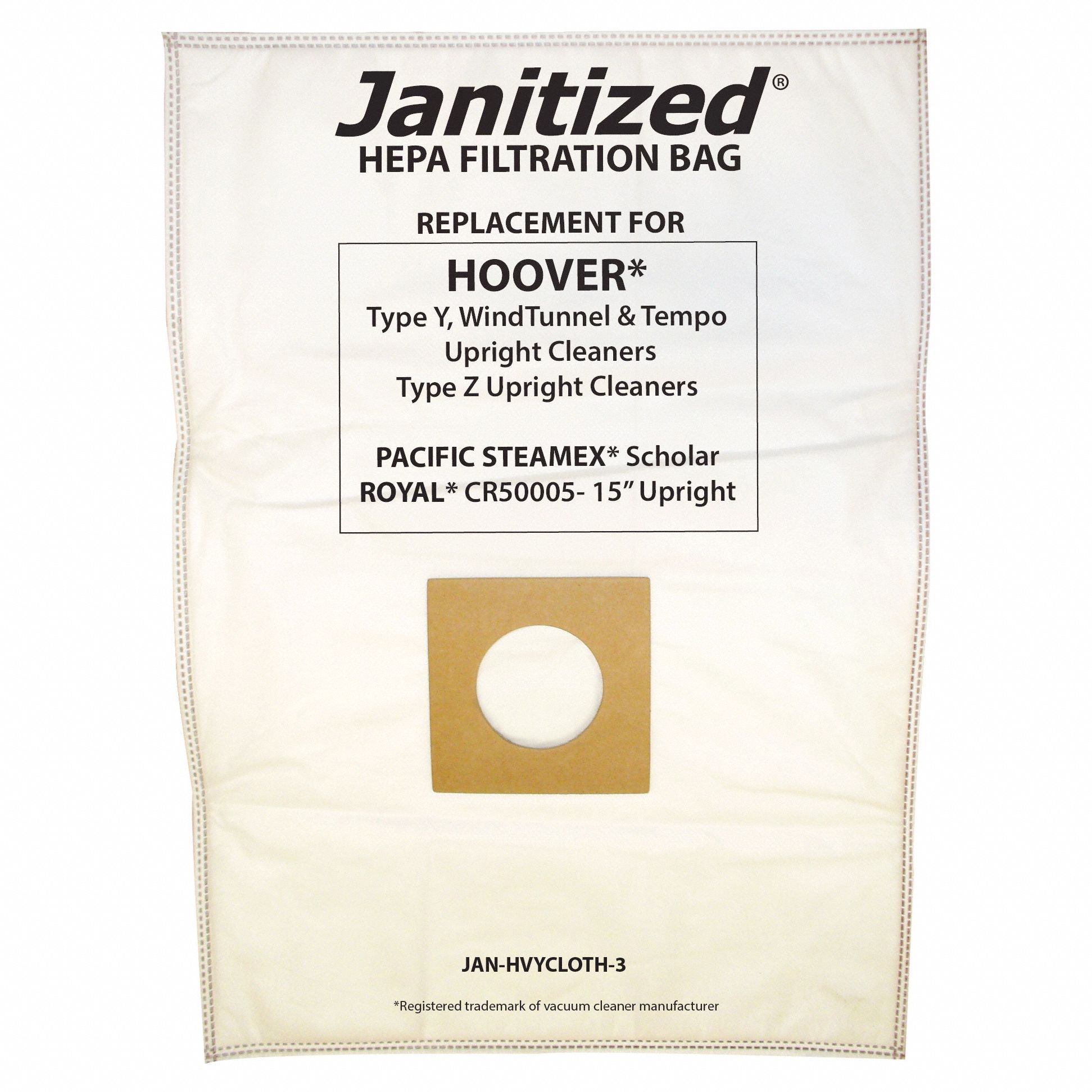 JANITIZED, Royal, Dry, Vacuum Bag - 819UU1|Hoover HEPA Y Vacuum bag ...