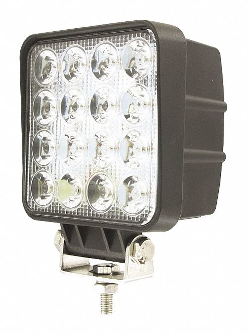 JETCO LED WORK LIGHT, SQ, FLOOD, 20 TO 30 V DC, CLEAR/BLK, 4 51/64 X 2 ...