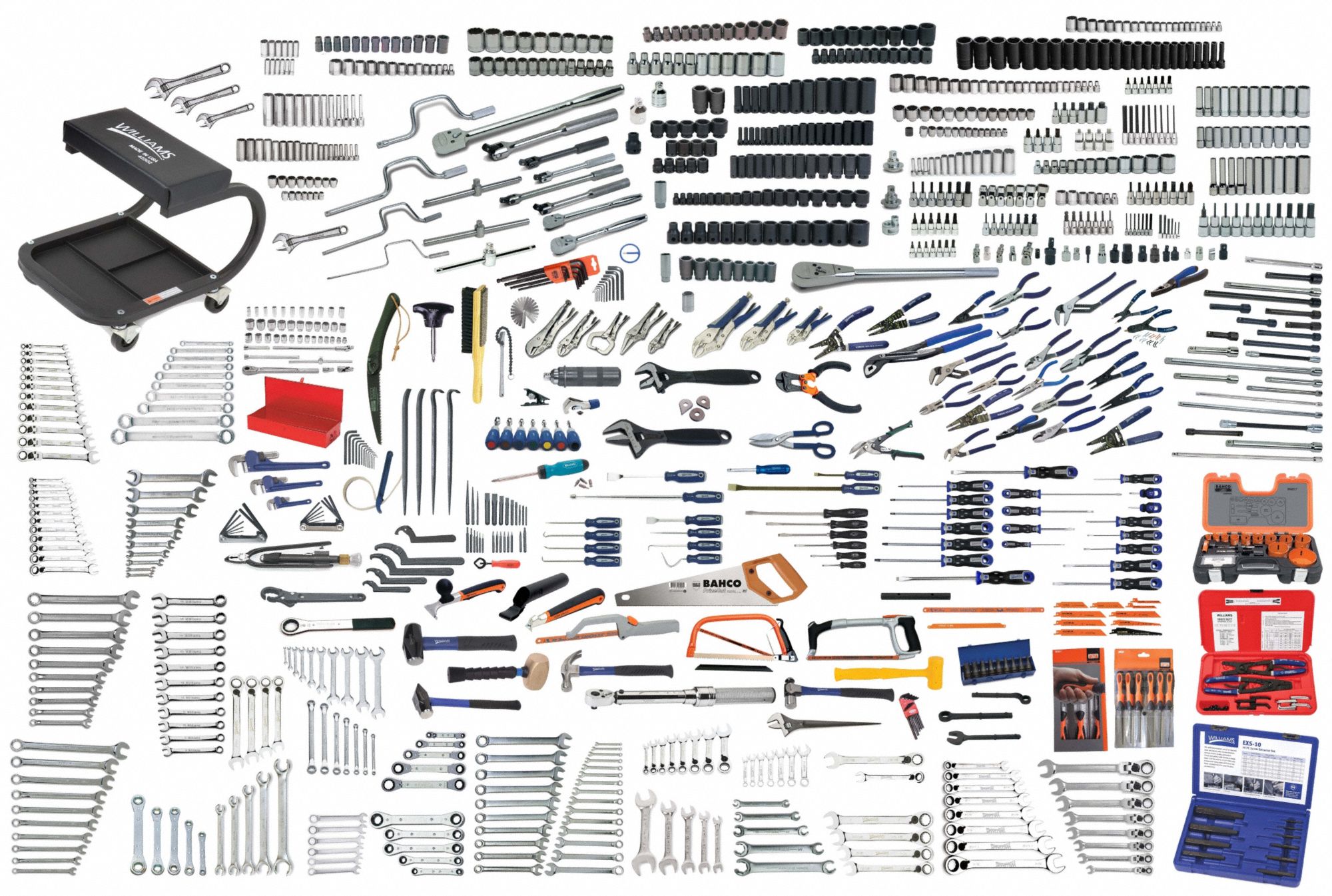 WILLIAMS, 1,390 Total Pcs, Metric/SAE, Master Tool Set - 868VA3 ...