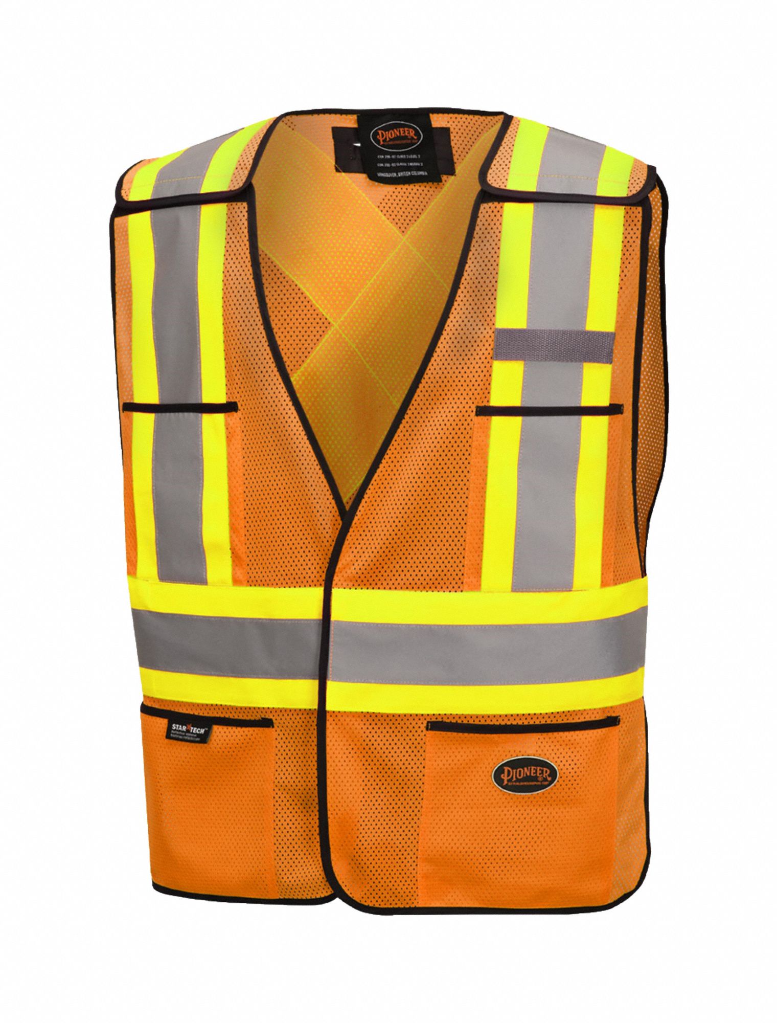 PIONEER UNISEX SAFETY VEST, ONE SIZE, ORNG, POLY, STARTECH REFLECTIVE ...