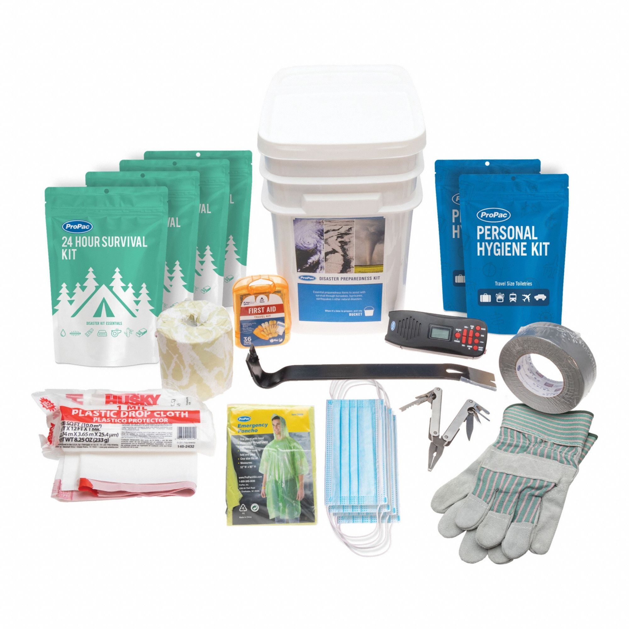 PROPAC, INC., 68 Components, Bucket, Survival Kit - 826W15|K4004 - Grainger