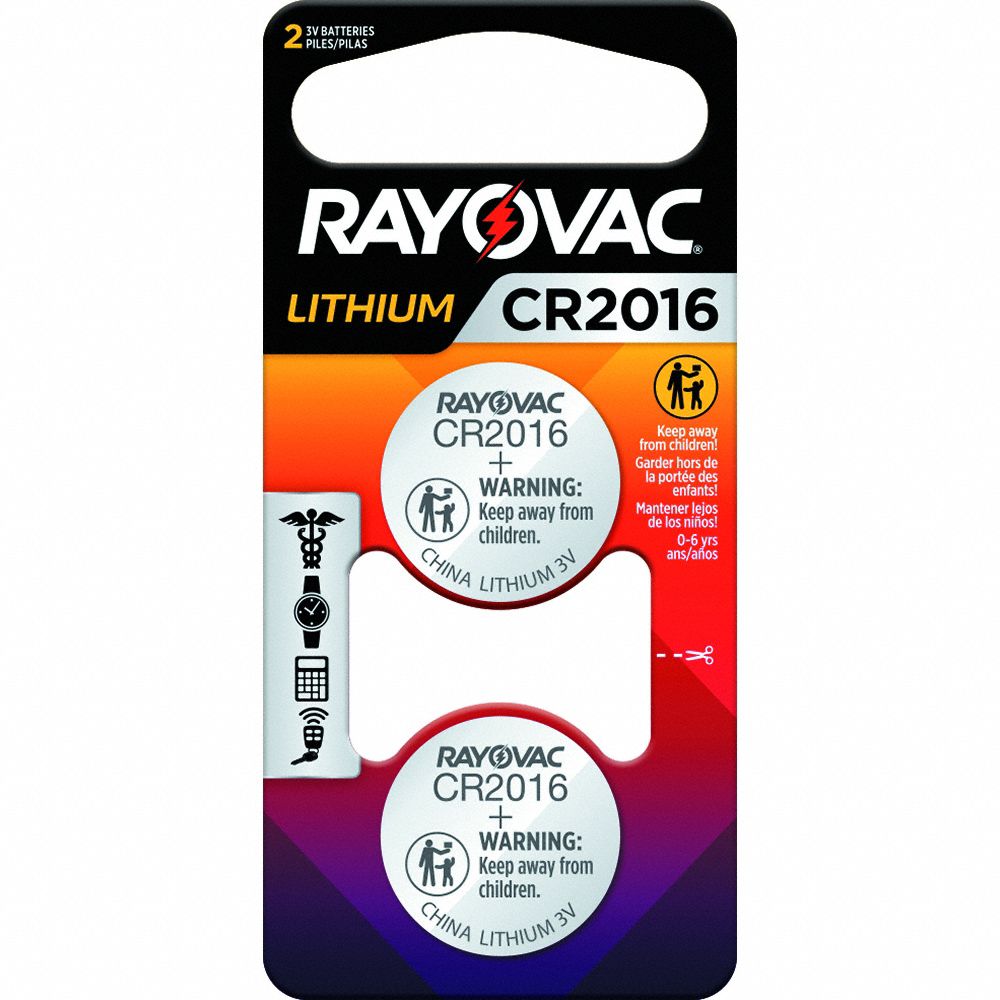 RAYOVAC, 2016 Battery Size, 90 mAh Capacity, Coin Cell Batterie,Lithium ...