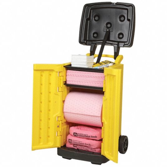 PIG Quick-Response High-Visibility Spill Cart: 20 gal Volume Absorbed ...