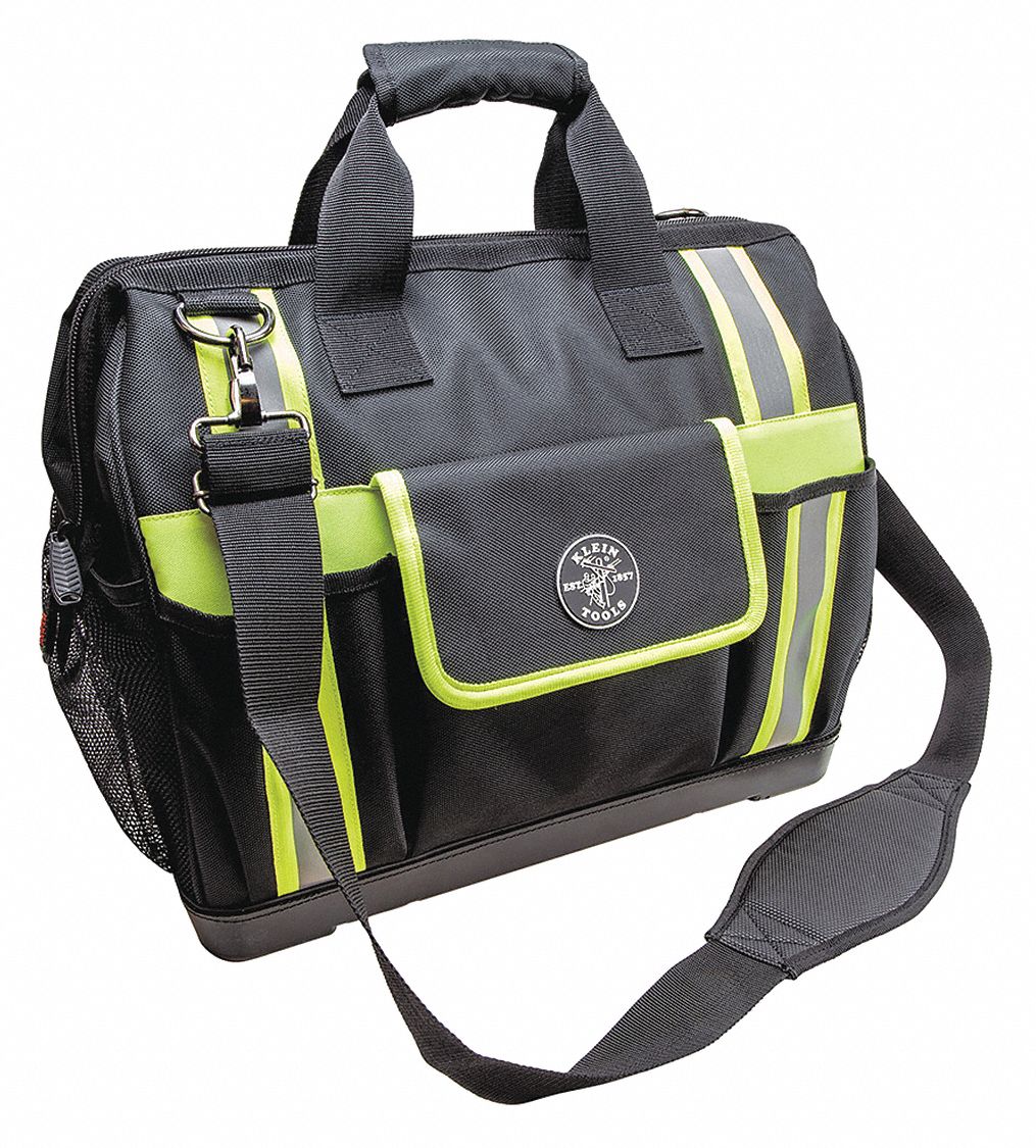 KLEIN TOOLS, 17 1/2 in W x 17 1/2 in D x 16 in H, Black, Tool Bag ...