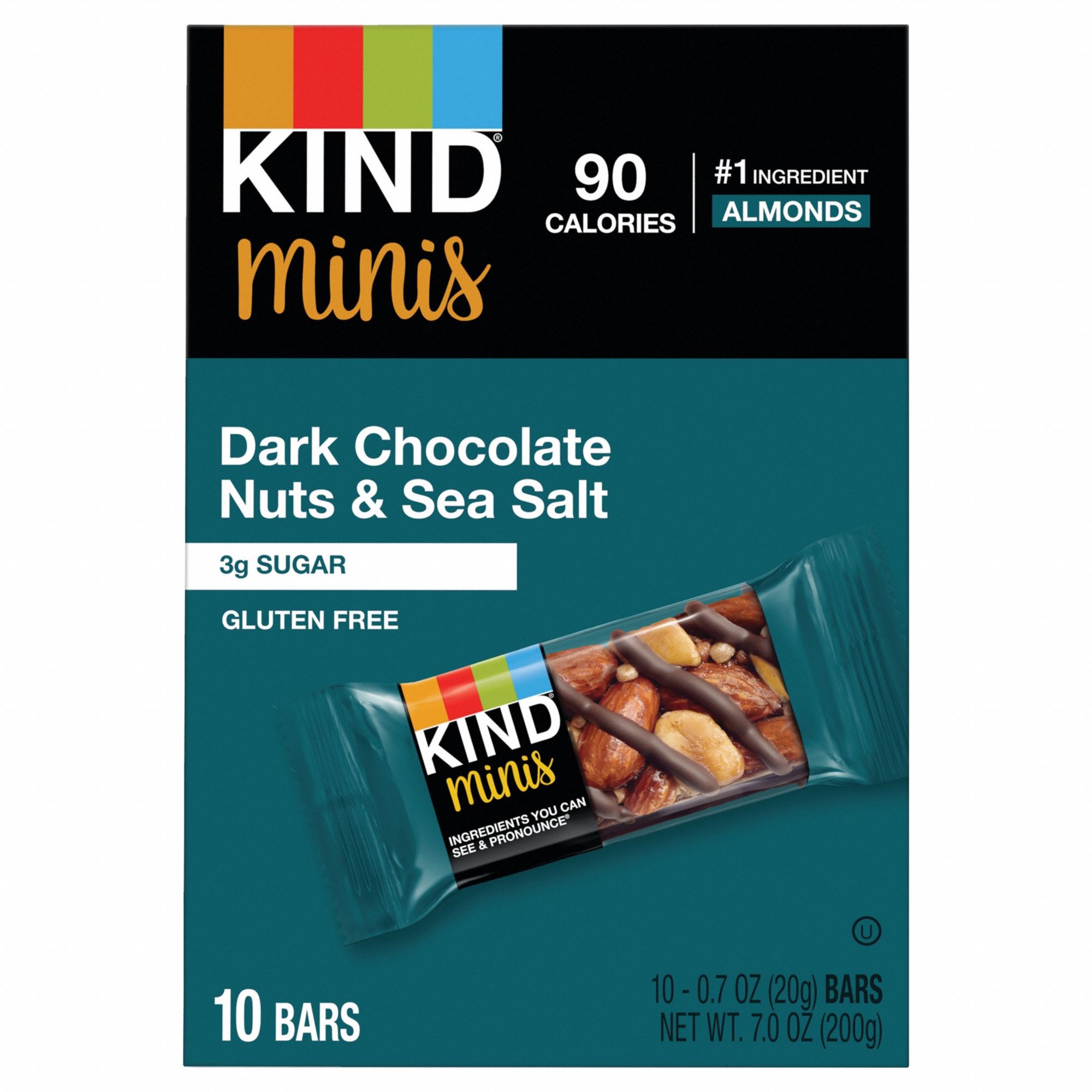 KIND, Dark Chocolate Nuts and Sea Salt, 1.4 oz Item Size, Nutrition ...