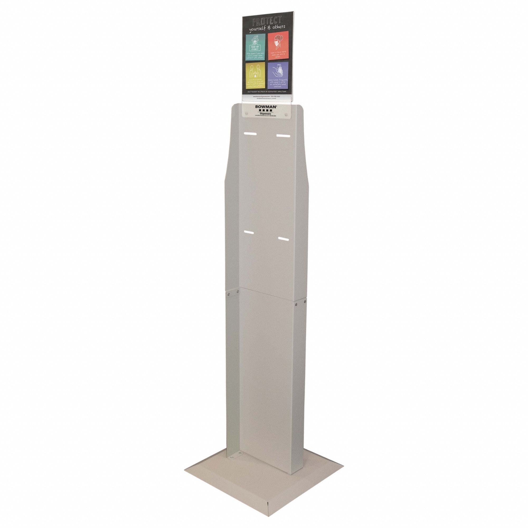 BOWMAN DISPENSERS, 64 5/8 in Overall Ht, Hand Sanitizer Dispenser Stand ...