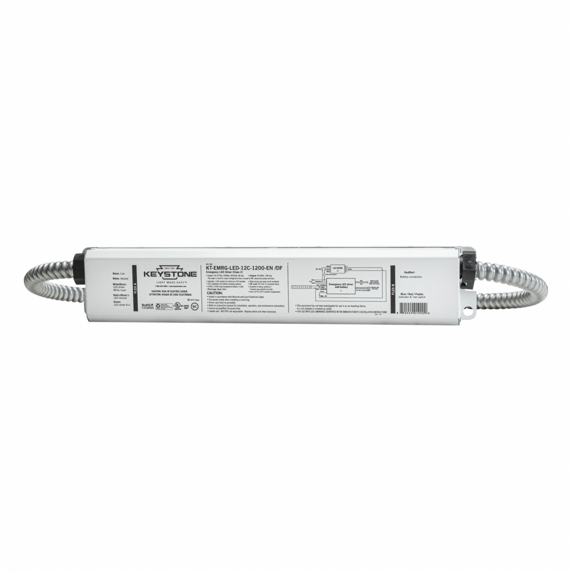 KEYSTONE TECHNOLOGIES, 12 W Max. Bulb Watts, 120 to 277V AC, Emergency ...
