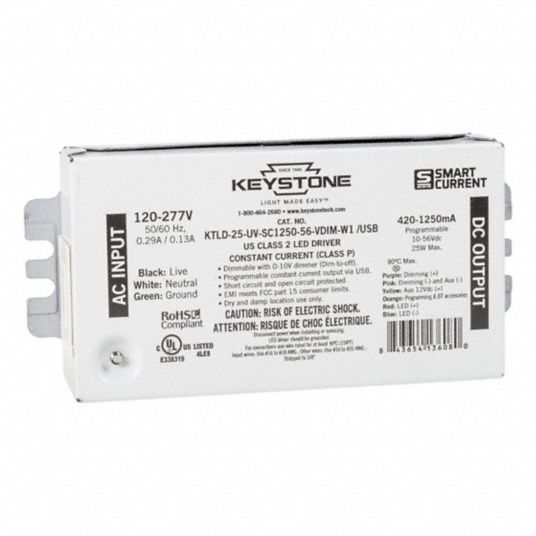 KEYSTONE TECHNOLOGIES, Class 2, 25 W Max. Power Output, LED Driver ...