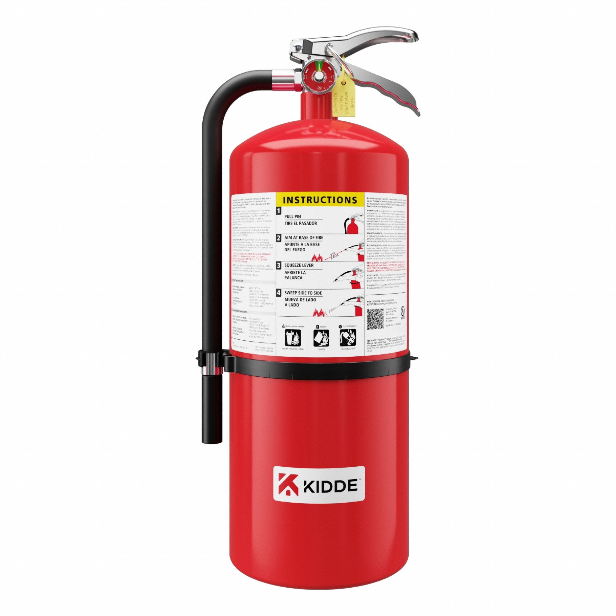 KIDDE, 20 lb Extinguisher Capacity, 6-A:120-B:C, Fire Extinguisher ...