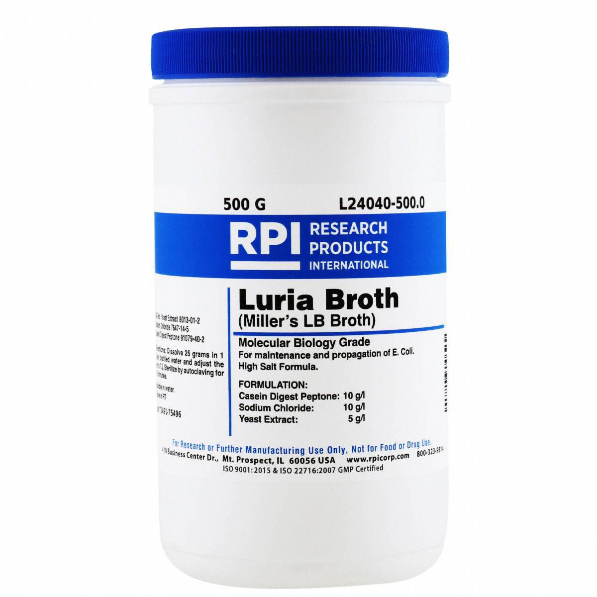 Lab, 500 g, LB Broth - Miller's LB Broth - High Salt Formula - 31FZ40 ...