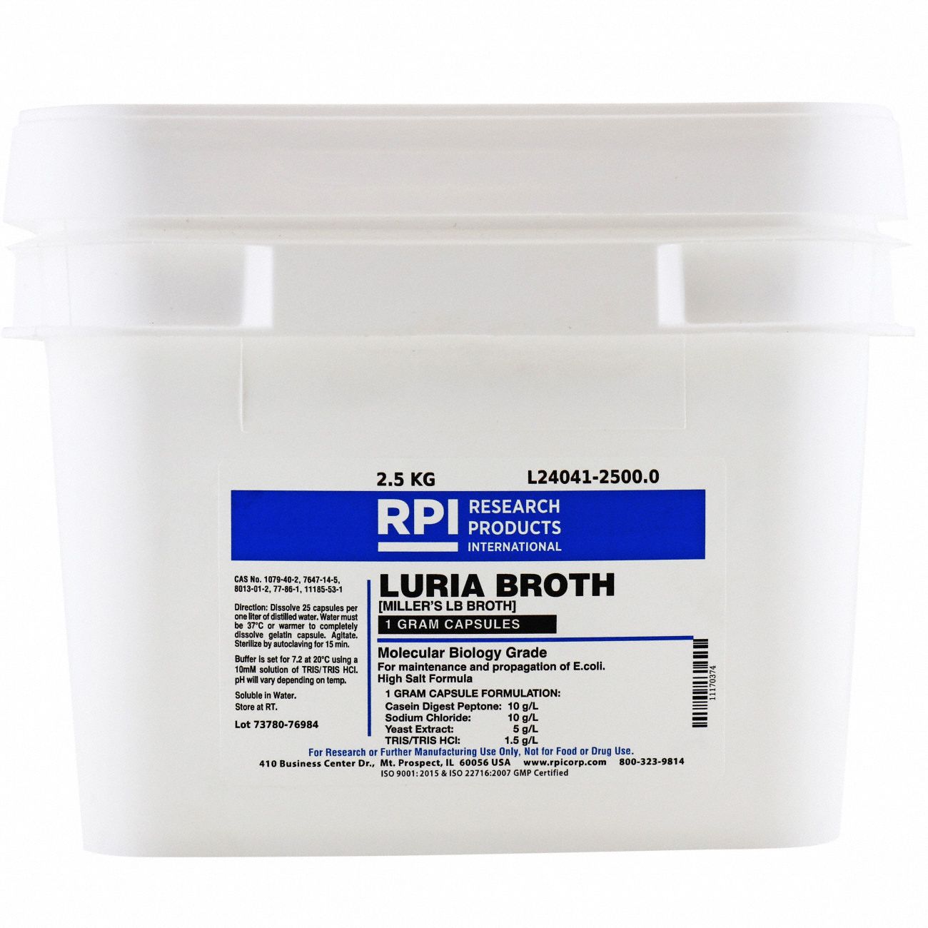 Lab, 2.5 kg, LB Broth - Miller's LB Broth - 1 G Buffered Capsules ...