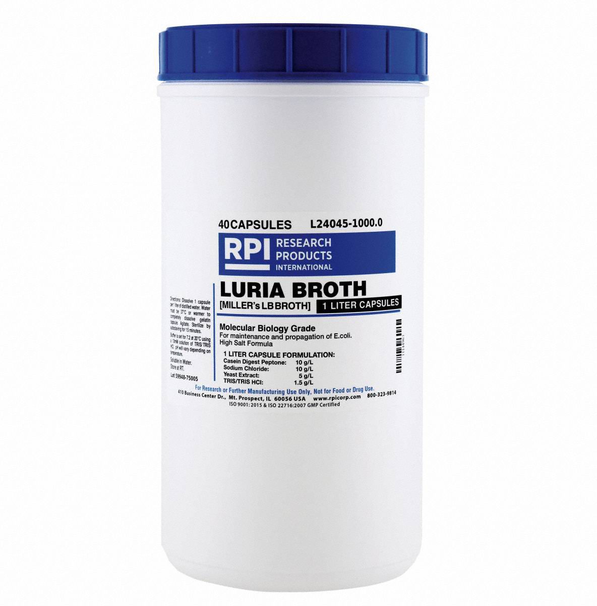 Lab, 1 kg, LB Broth - Miller's LB Broth - 1 L Buffered Capsules ...