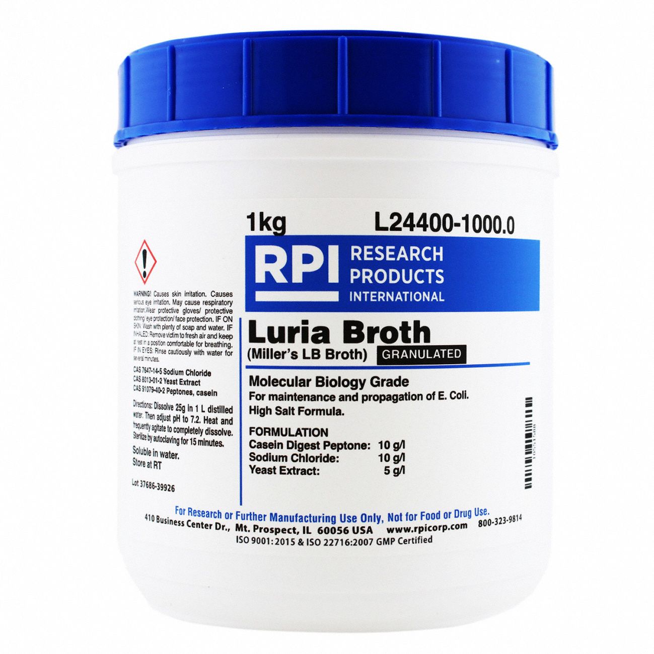 Lab, 1 kg, LB Broth - Miller's LB Broth - 31FZ62|L24400-1000.0 - Grainger