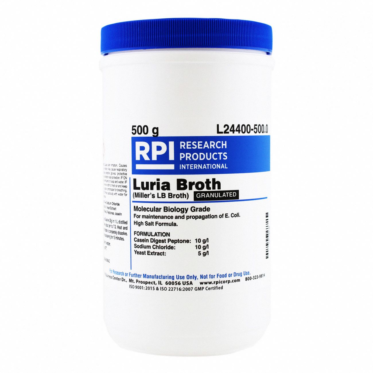 Lab, 500 g, LB Broth - Miller's LB Broth - 31FZ63|L24400-500.0 - Grainger