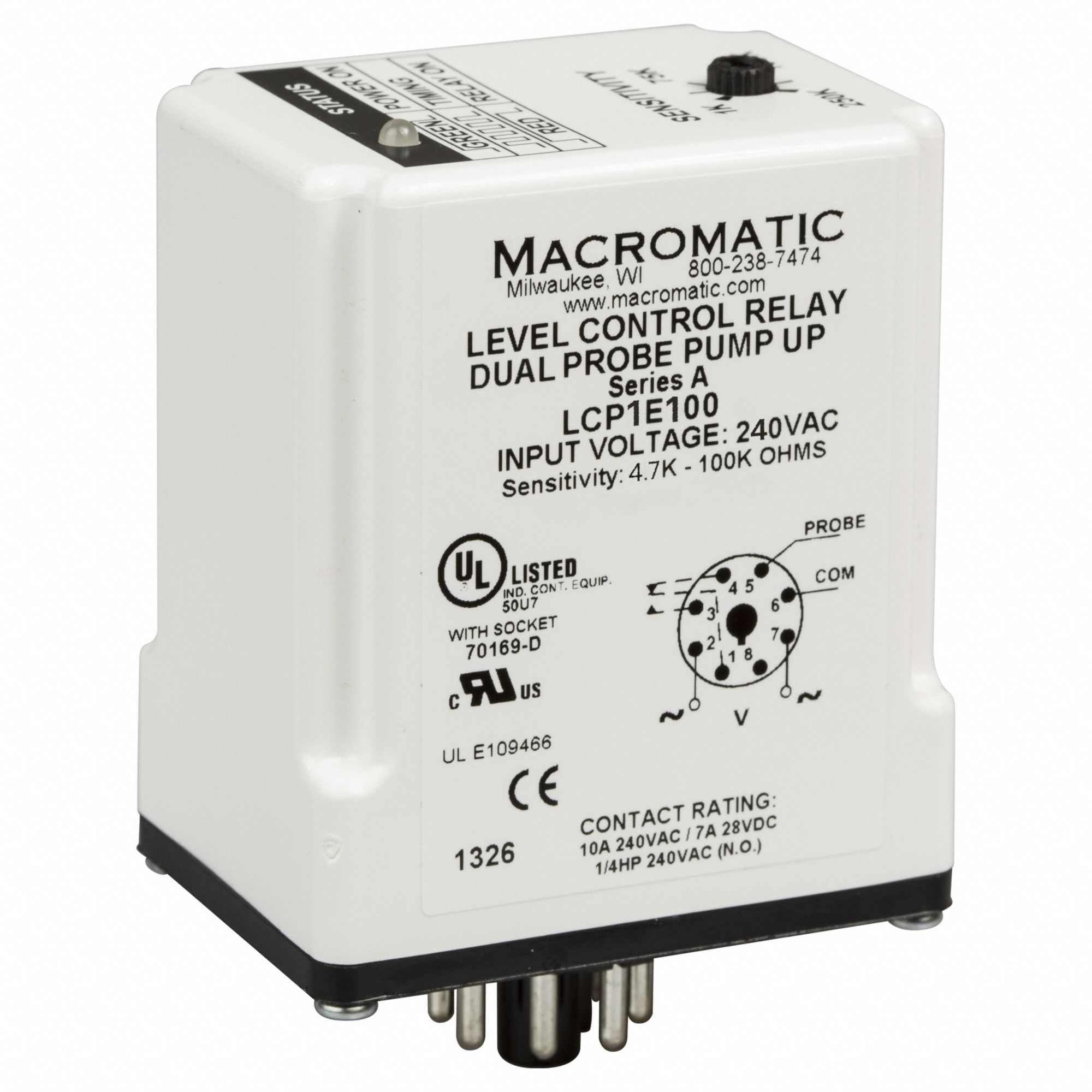 MACROMATIC, Socket Mounted, Dual Probe, Liquid Level Relay - 803F16 ... MACROMATIC, Socket Mounted, Dual Probe, Liquid Level Relay - 803F16 ...