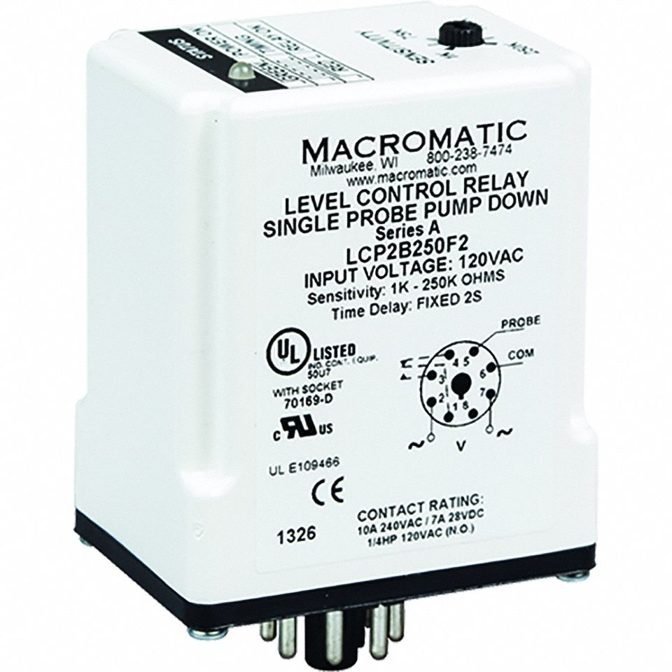 MACROMATIC, Socket Mounted, Single Probe, Level Control Relay - 31EL61 ...