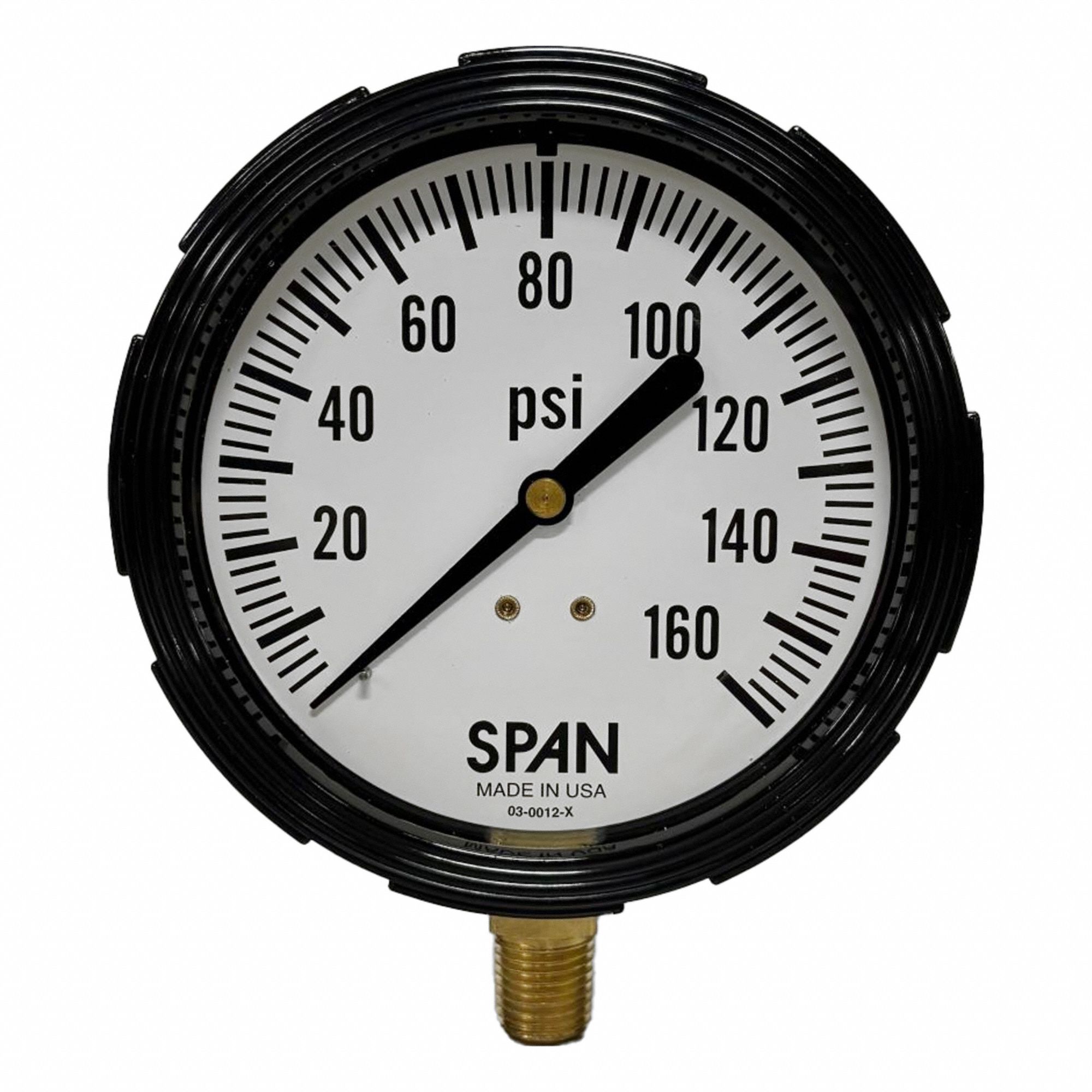 SPAN, 160 psi to 0 psi / Hg to 160 psi, 2 1/2 in Dial, Industrial Pressure Gauge - 850X16|LFS310 ...