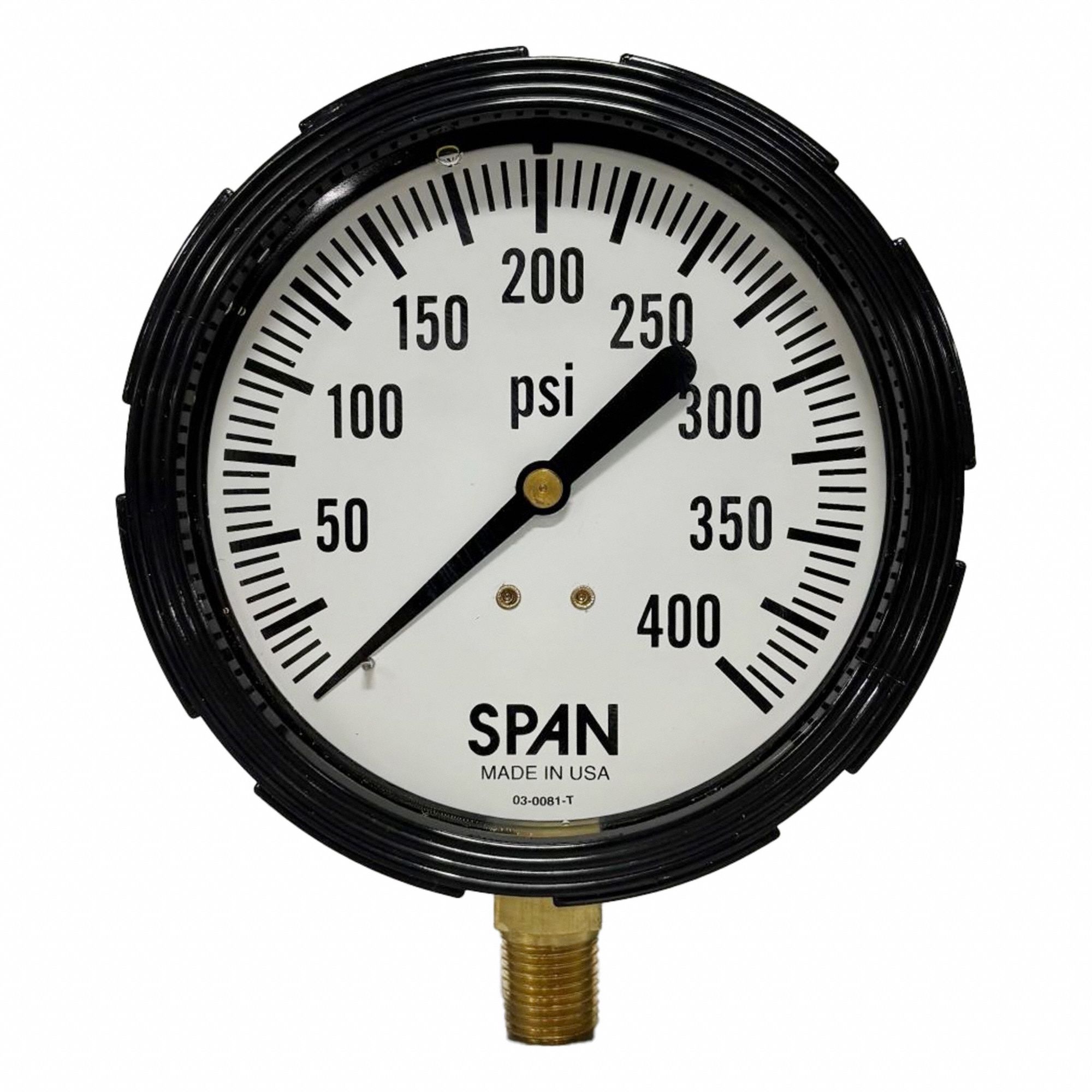 SPAN, 400 psi to 0 psi / Hg to 400 psi, 2 1/2 in Dial, Industrial Pressure Gauge - 850X14|LFS310 ...