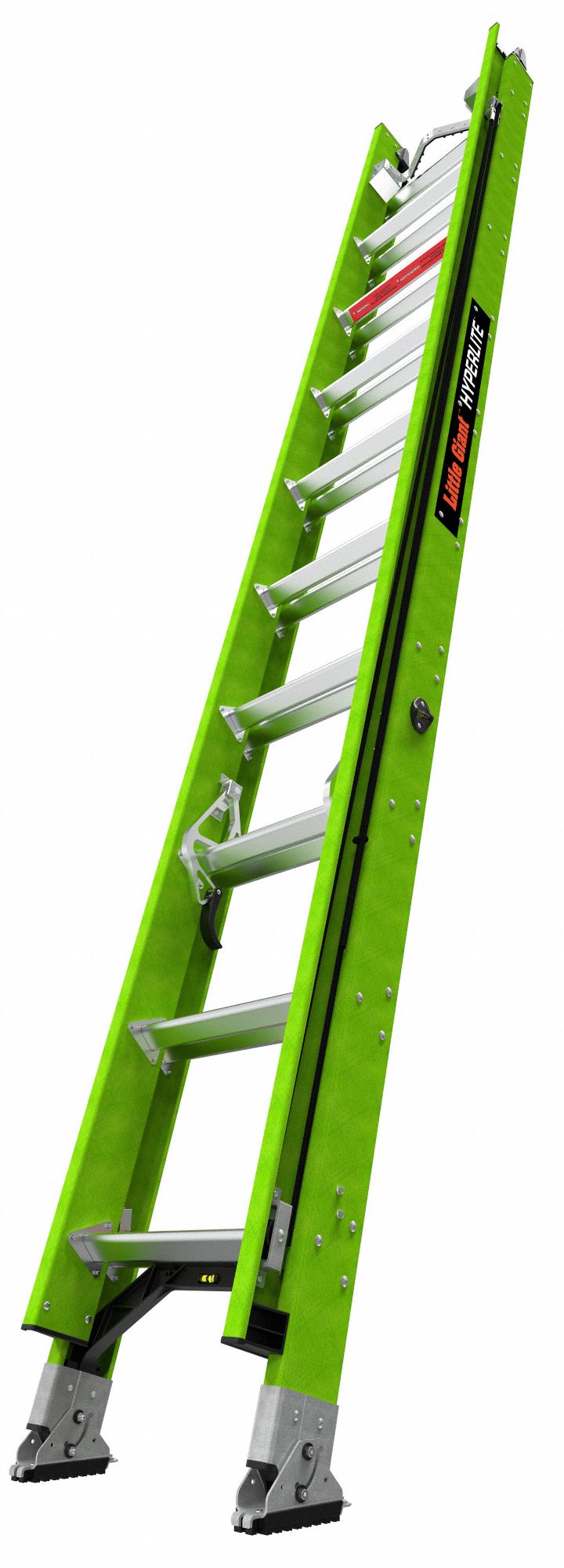 LITTLE GIANT EXTENSION LADDER, SURE SET SWIVEL, V-RUNG, CAP 300 LB, 20 ...