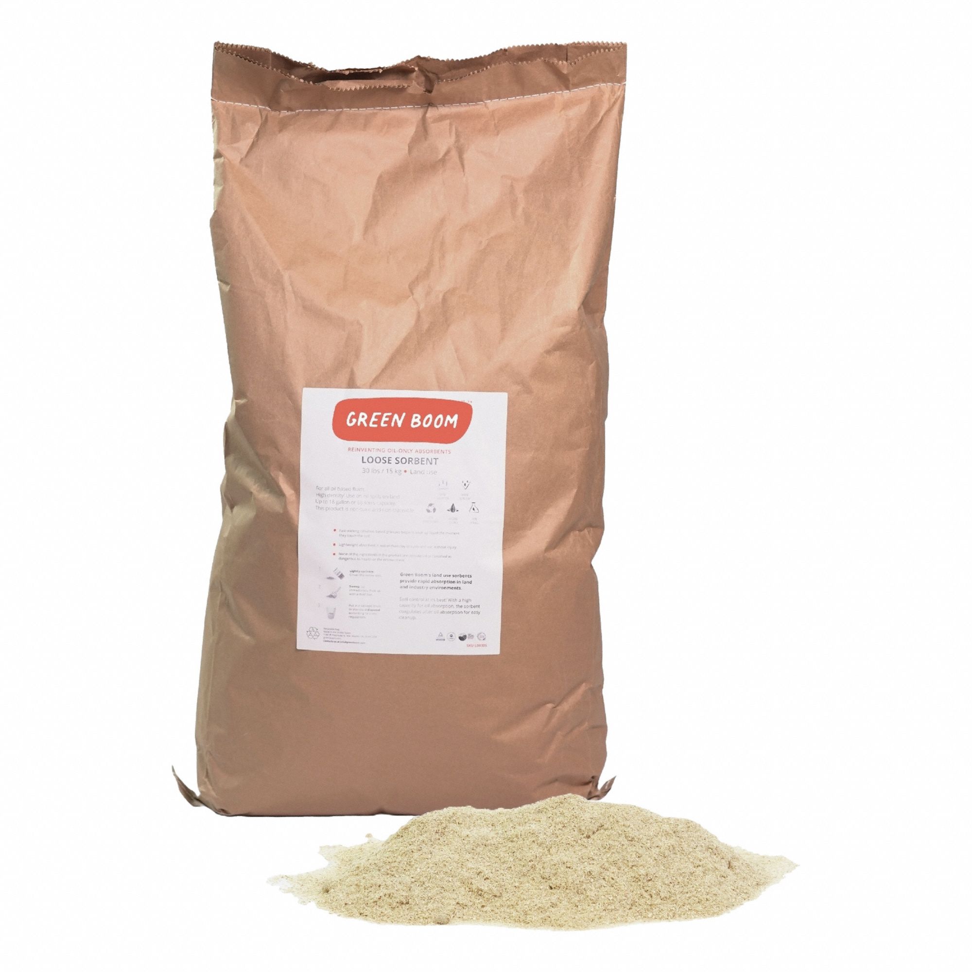 GREEN BOOM, Wheat Straw, 18 gal Volume Absorbed per Pkg., Loose Sorbent ...