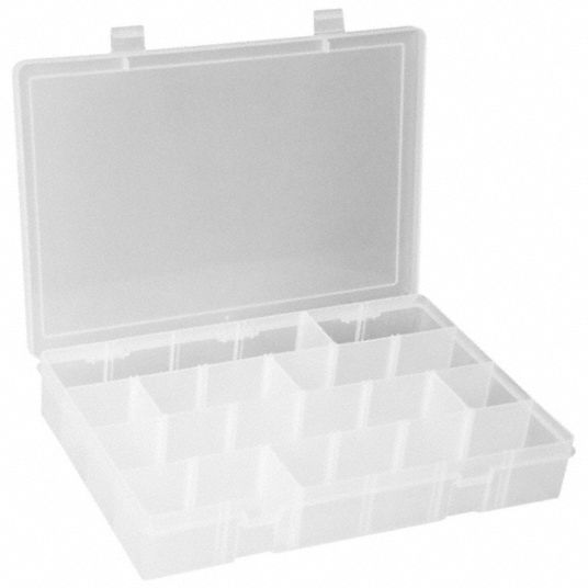 DURHAM MFG, 9 in x 13 1/8 in x 2 3/8 in, Clear, Compartment Box - 3JJE7 ...