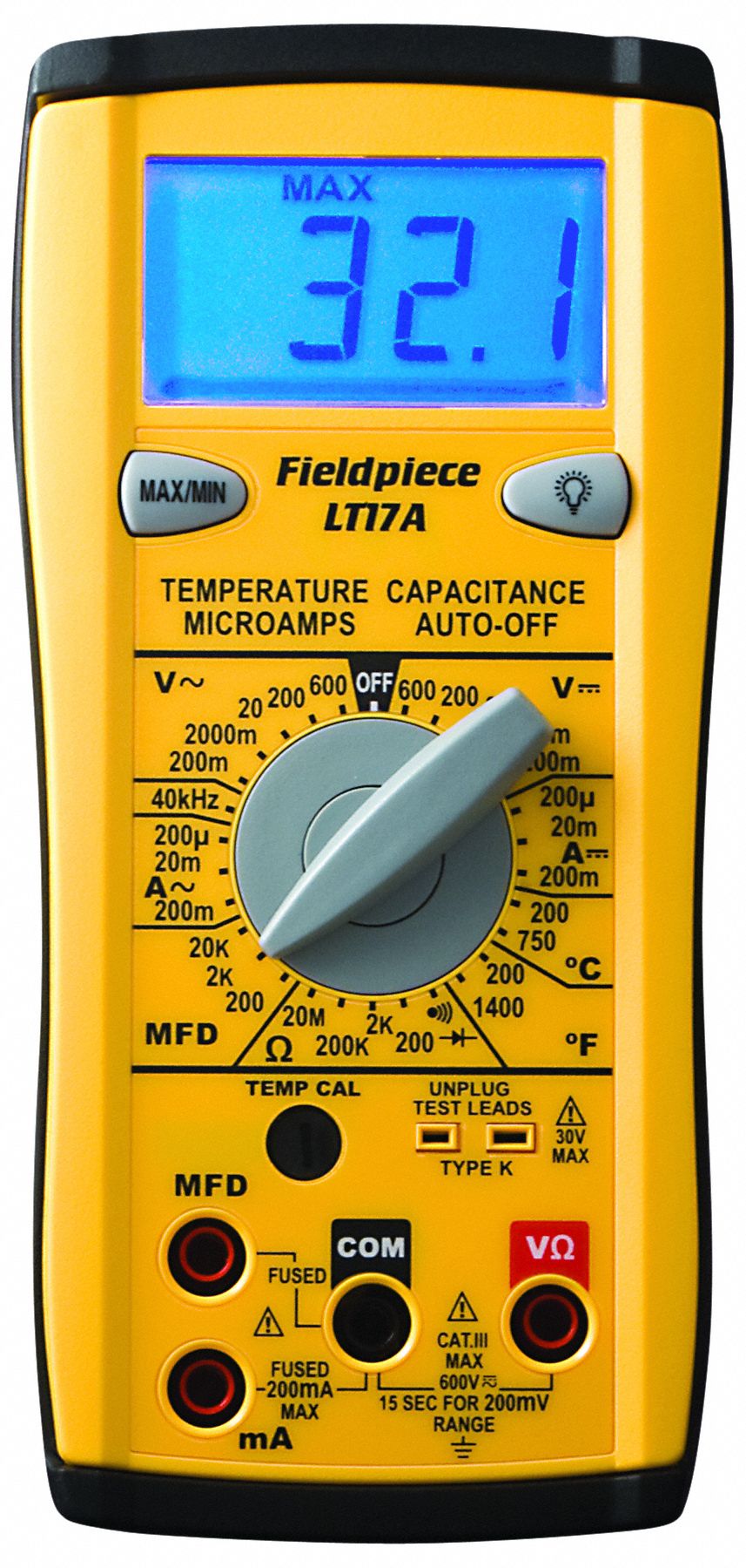 FIELDPIECE, TRMS, CAT III 600V, Digital Multimeter - 819UN0|LT17A ...