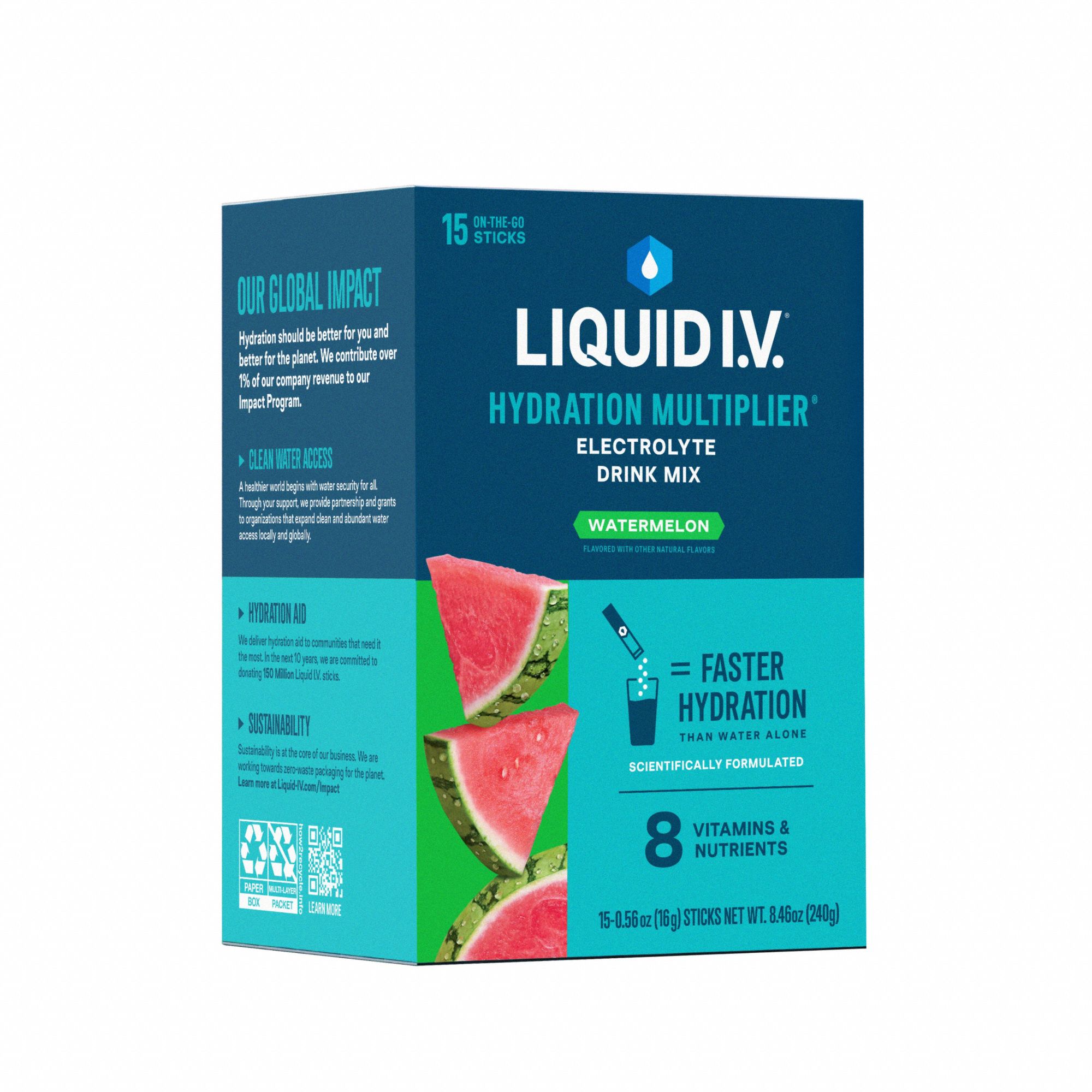 LIQUID I.V., Watermelon, Single-Serve, Sports Drink Mix - 864UZ7|LVM ...