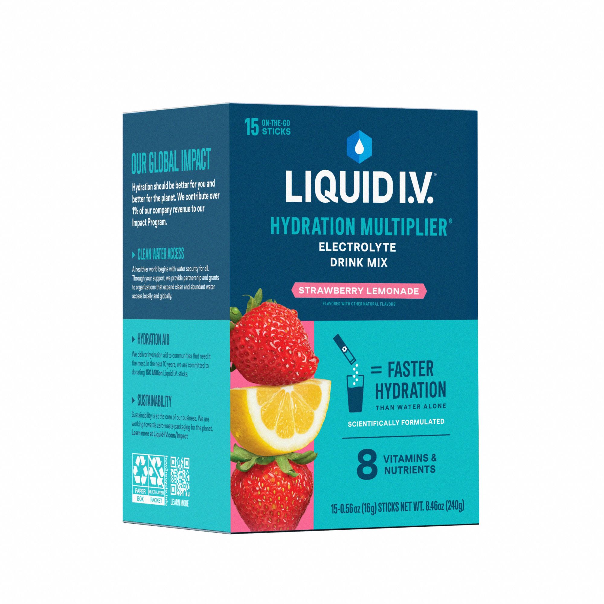LIQUID I.V., Strawberry Lemonade, Single-Serve, Sports Drink Mix ...