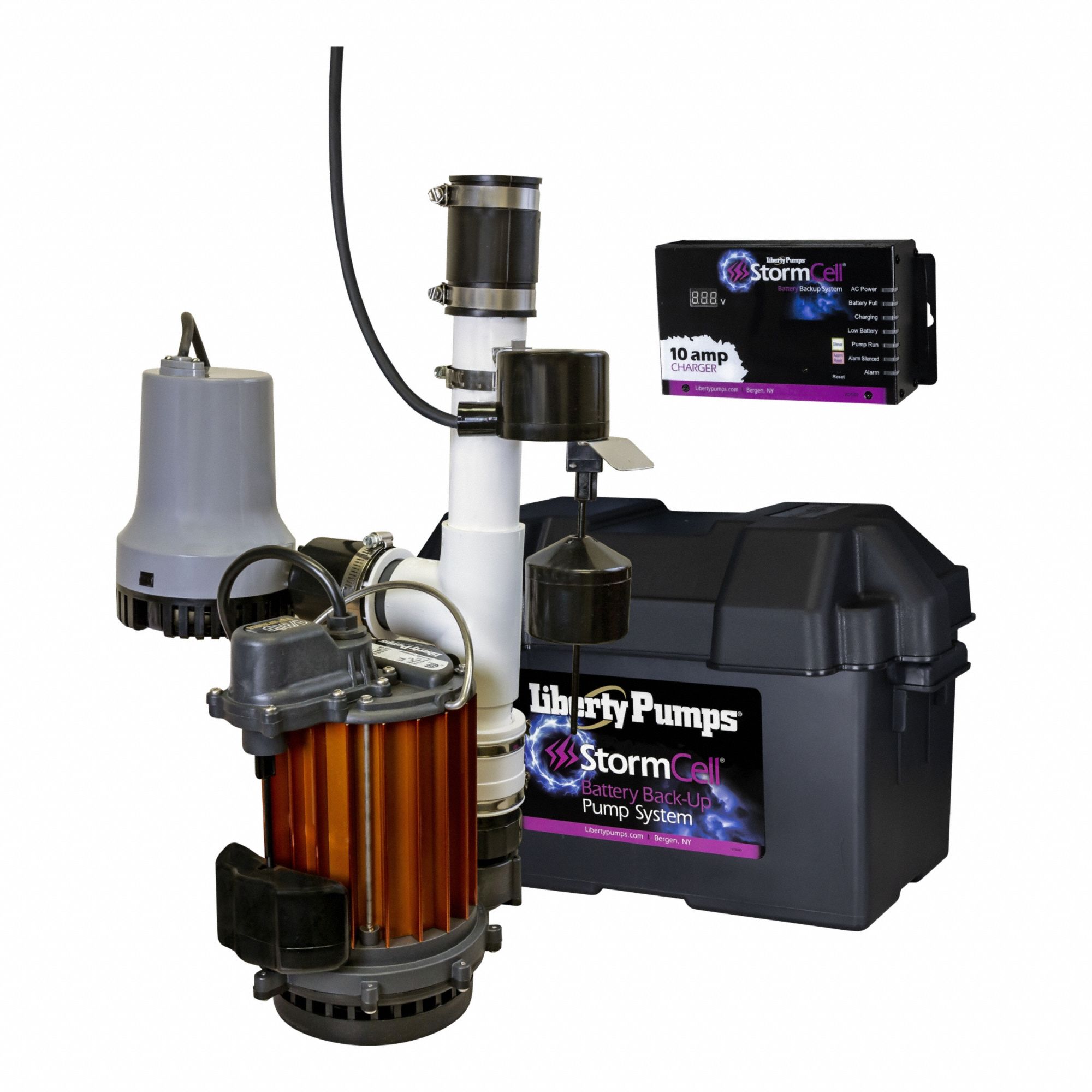 LIBERTY PUMPS, 1/3 hp, 115V AC, Sump/Battery Back-Up System - 856GG8 ...