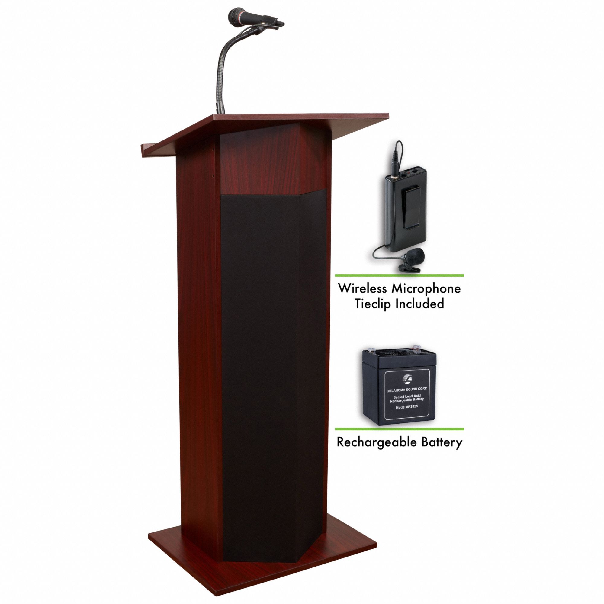 OKLAHOMA SOUND, Mahogany, Includes Battery, Sound Lectern - 210FE4 ...