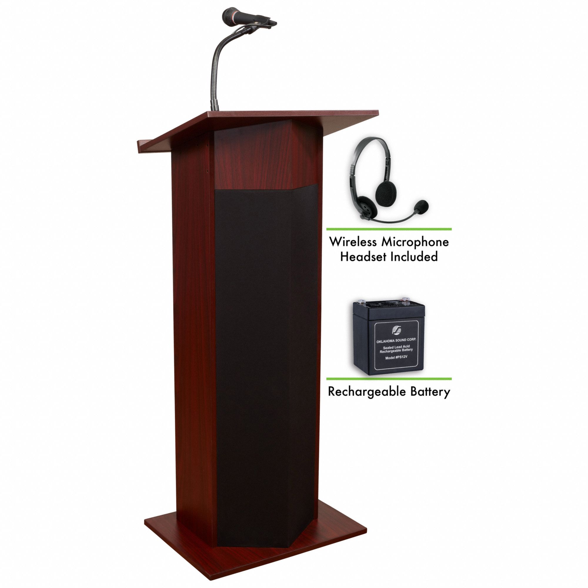 OKLAHOMA SOUND, Mahogany, Includes Battery, Sound Lectern - 210FE5 ...