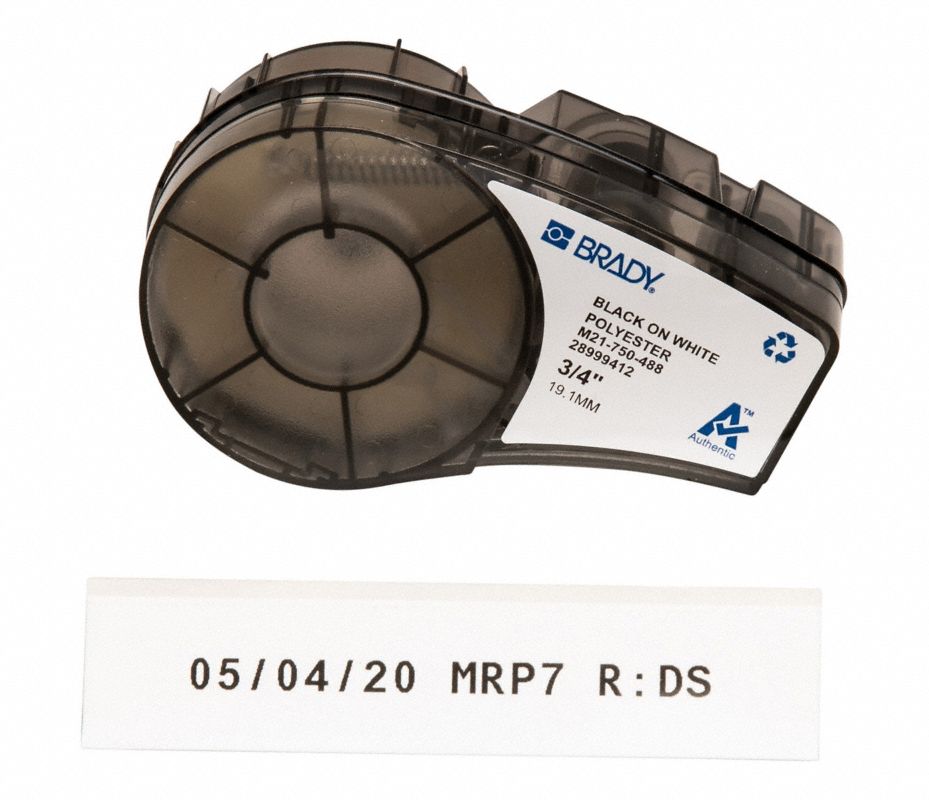 BRADY Cartucho Cinta Etiq , Neg/Bco , 3/4"x21 pies - 3PXY7 | M21-750 ...