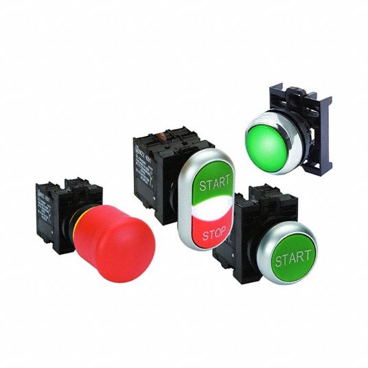 EATON, Red, 22 mm Mounting Size, Mushroom Head Push Button - 831UW2|M22 ...