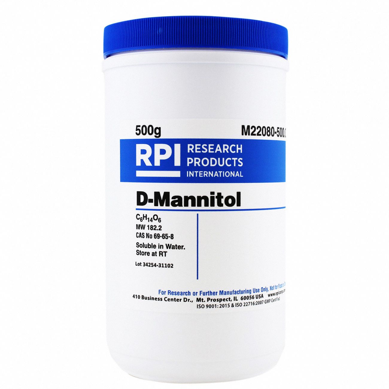 EP/USP, 500 g, D-Mannitol - 31GA03|M22080-500.0 - Grainger
