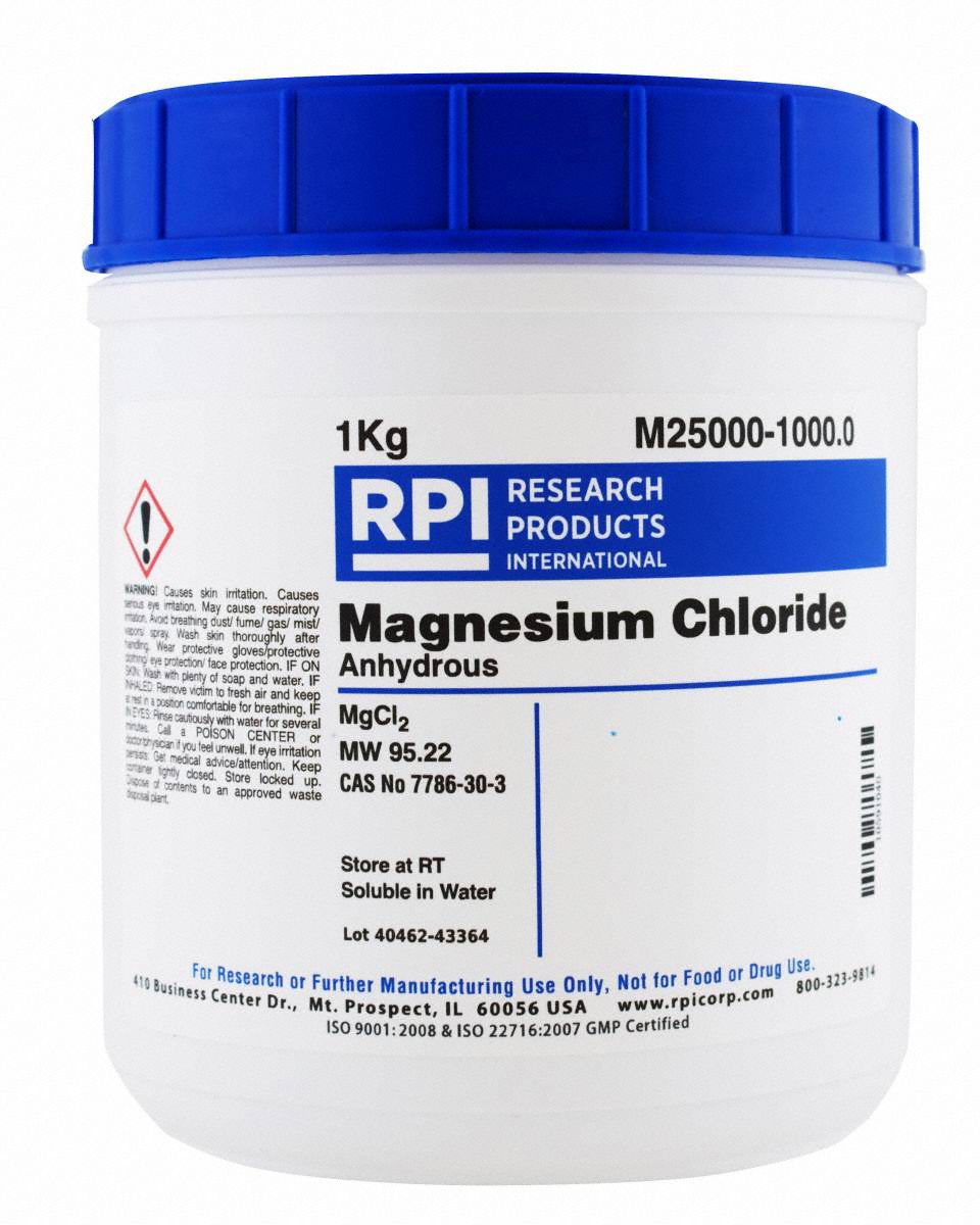 Lab, 1 kg, Magnesium Chloride - Anhydrous - 31GA15|M25000-1000.0 - Grainger