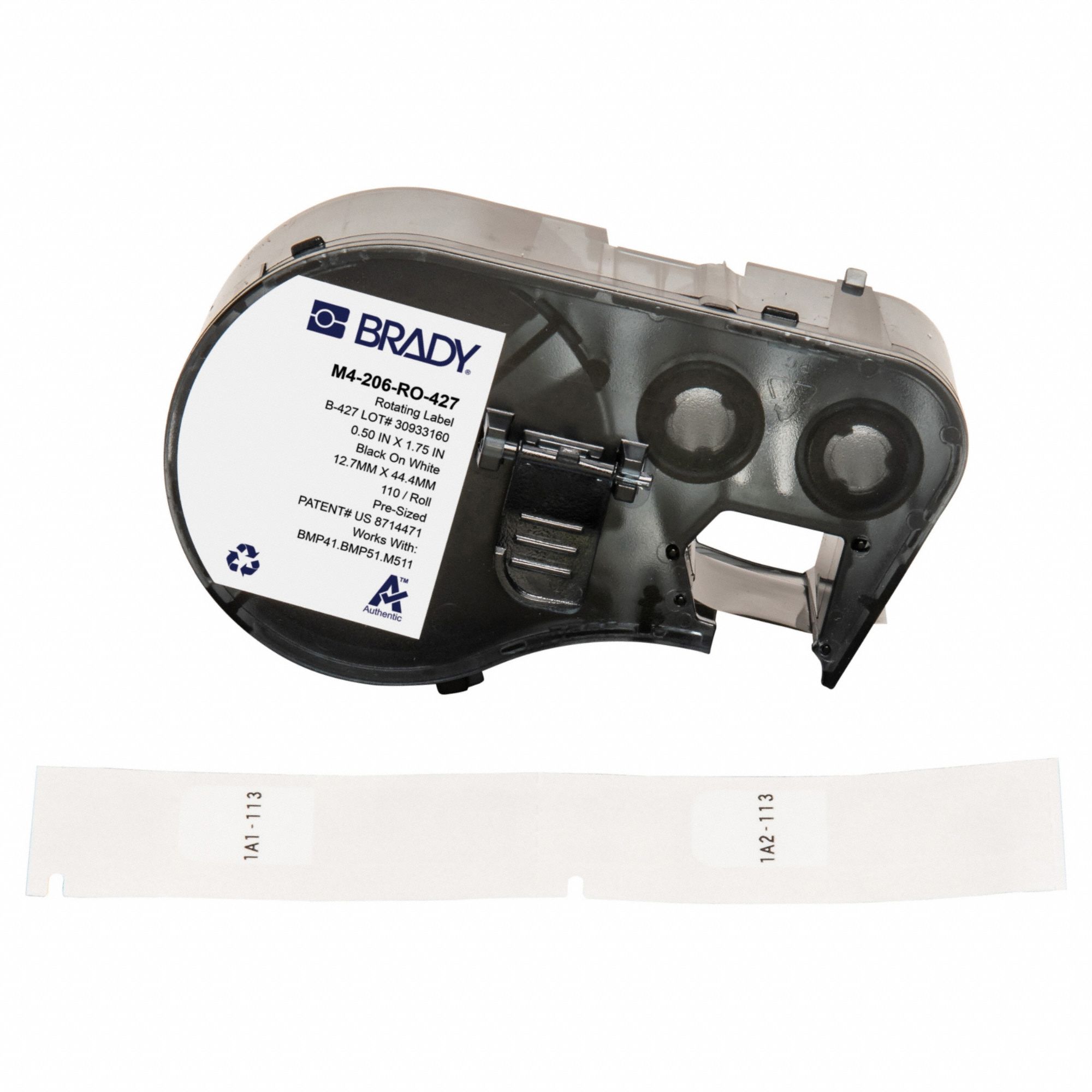 1 3/4 in x 1/2 in, Vinyl, Self-Laminating Label - 810HY5|M4-206-RO-427 ...