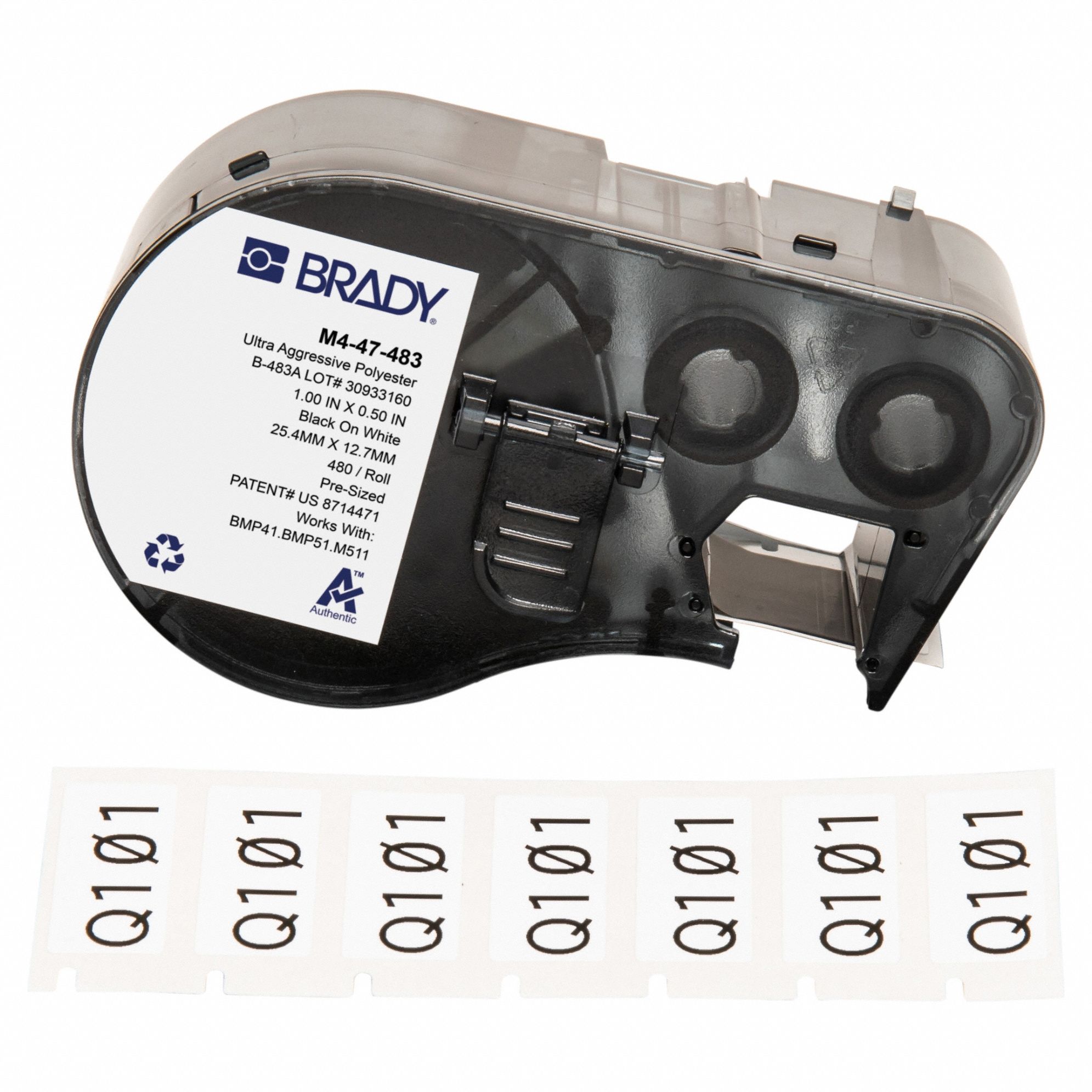 1/2 in x 1 in, 1 in, Precut Label Cartridge - 808D98|M4-47-483 - Grainger