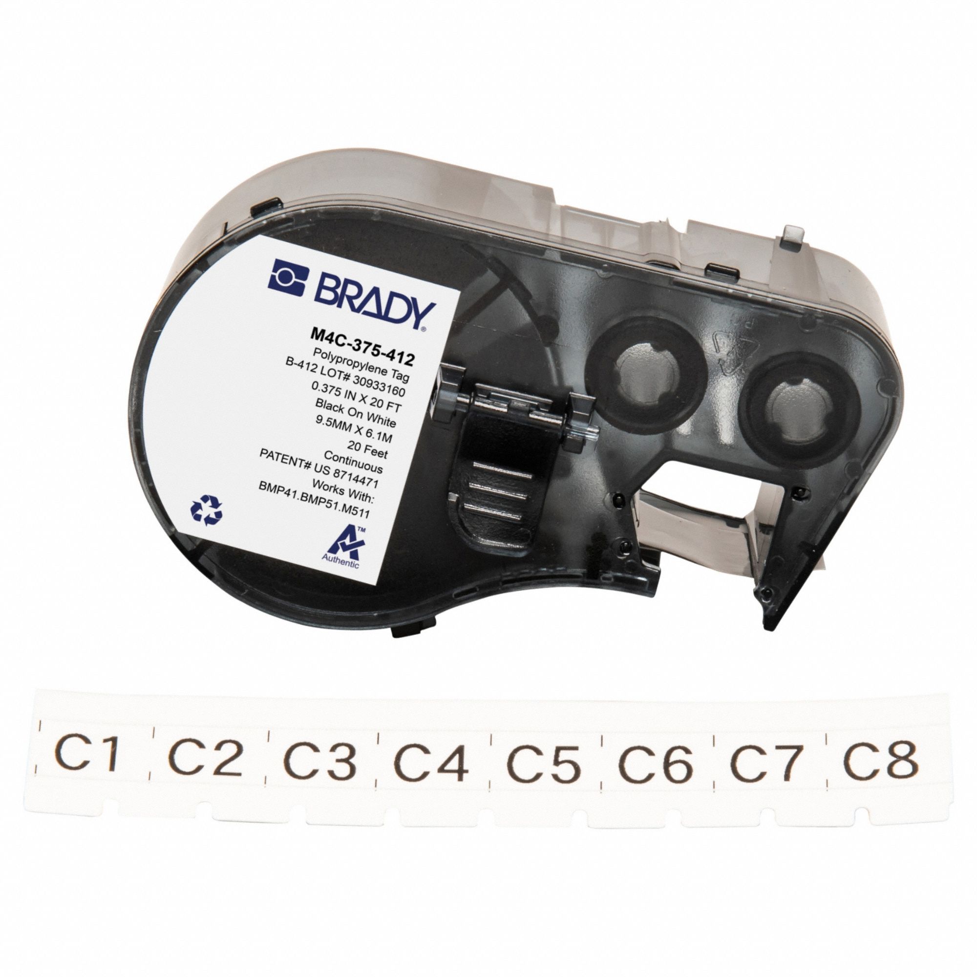 3/8 in, 3/8 in x 20 ft, Tag Label - 808DF2|M4C-375-412 - Grainger