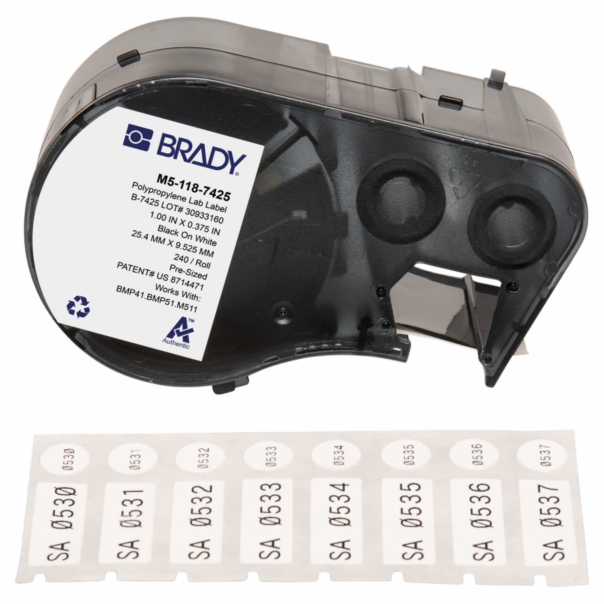 Rectangle, 3/8 in x 1 in, Combined Label and Ribbon Cartridge - 808D80 ...