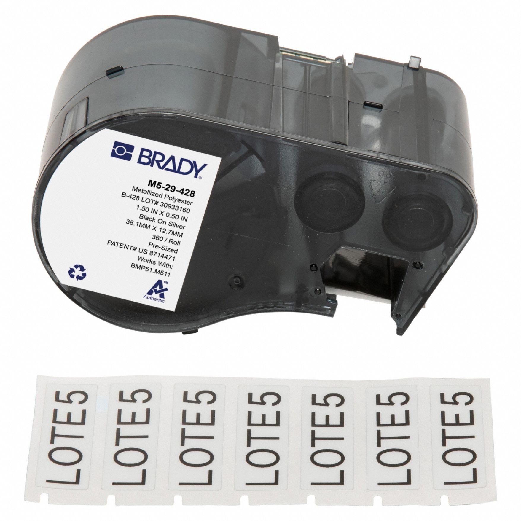 1/2 in x 1 1/2 in, 1 1/2 in, Precut Label Cartridge - 808DP5|M5-29-428 ...