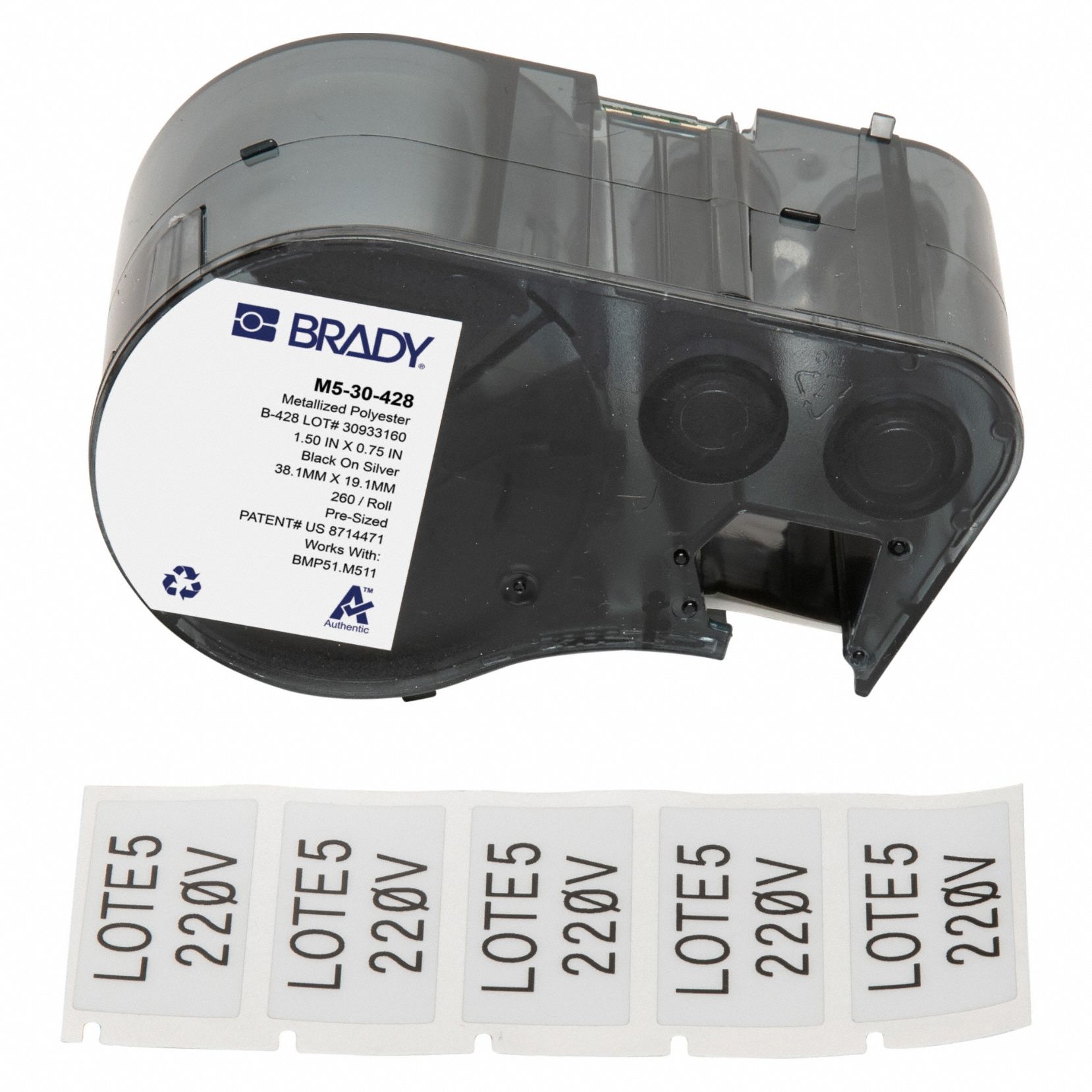 3/4 in x 1 1/2 in, 1 1/2 in, Precut Label Cartridge - 808DP6|M5-30-428 ...