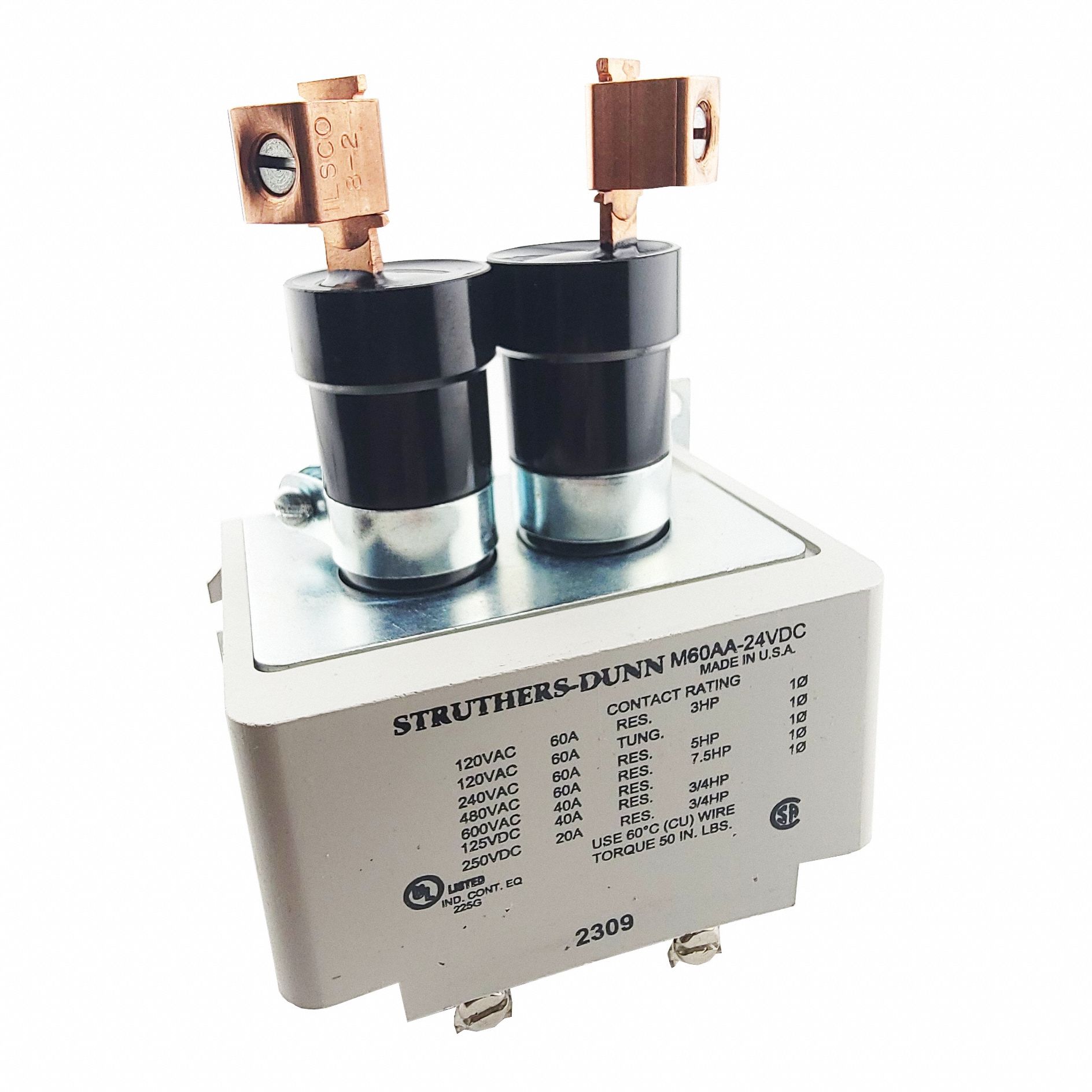 STRUTHERS-DUNN, 24V DC, 60 A Full Load Current - Resistive, Mercury ...