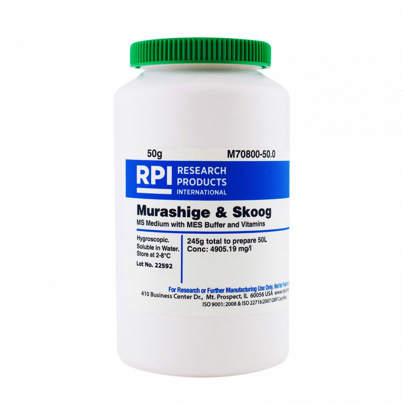 4905.19 mg/L, Powder, Murashige and Skoog - 30TZ36|M70800-50.0 - Grainger