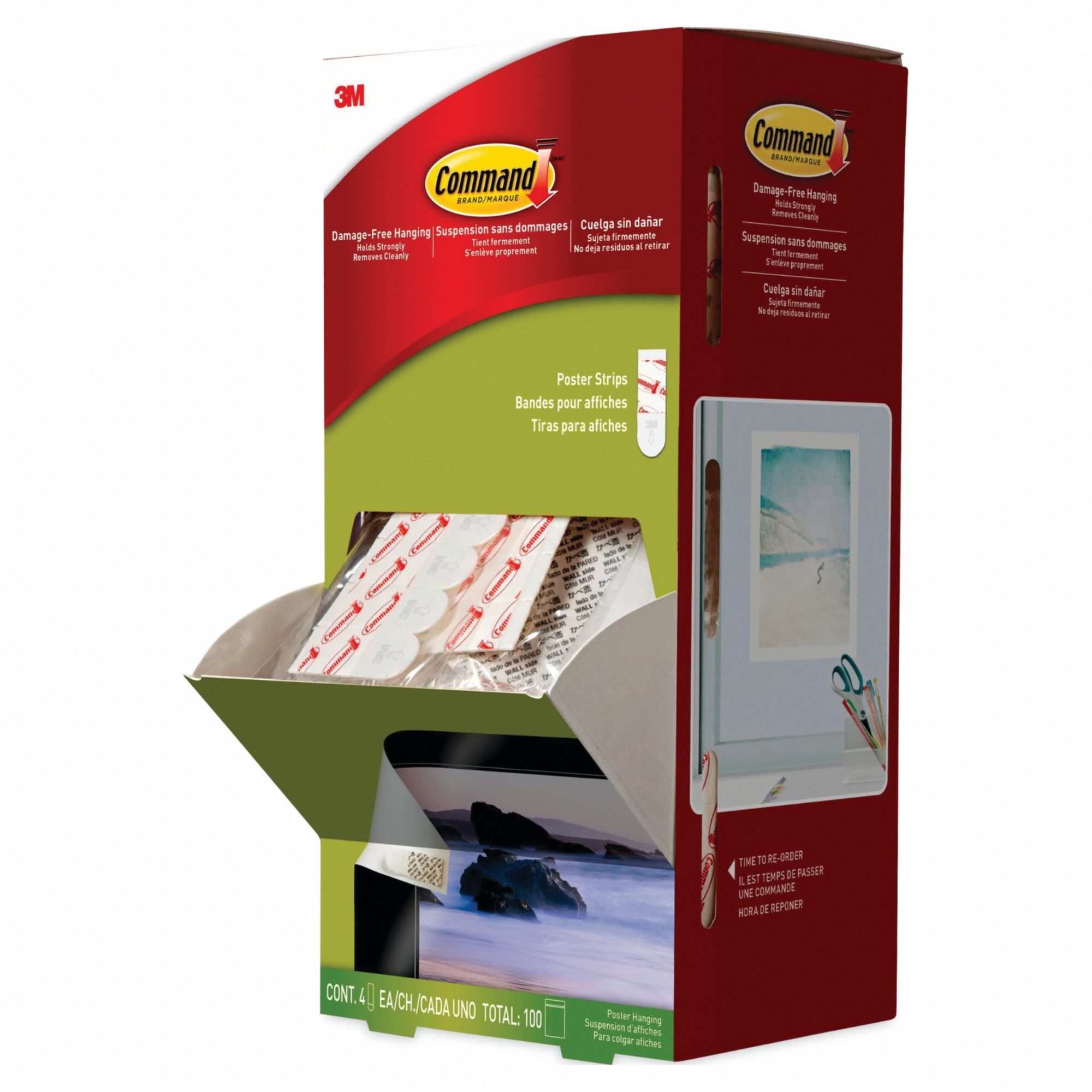COMMAND, 100, PK, Poster Strip,White,PK100 - 43WC33|17024CABPK - Grainger