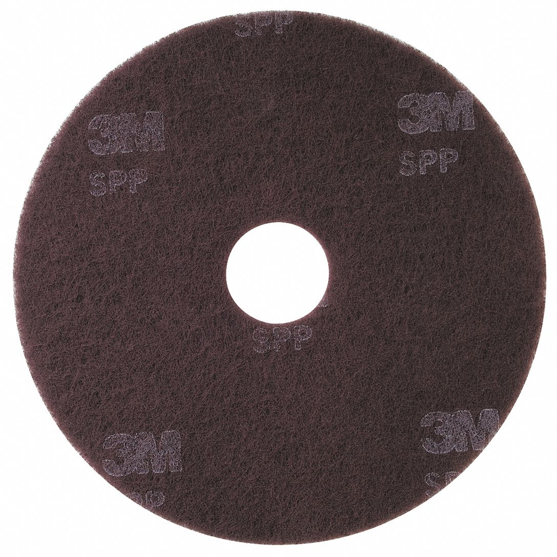 SCOTCH-BRITE 3M STRIPPING PAD, SPEED 150 - 400 RPM, BROWN, 15 IN DIA ...